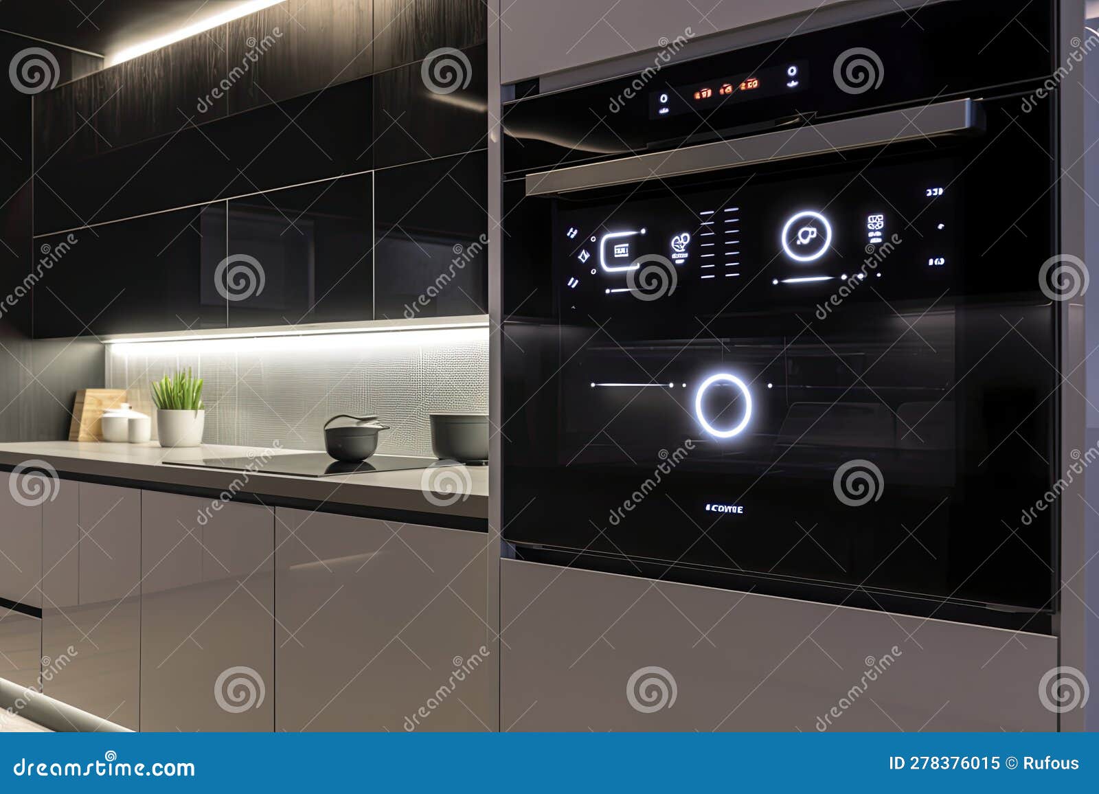 Kitchen with Smart Appliances with a Display Screen and a Smart Oven ...