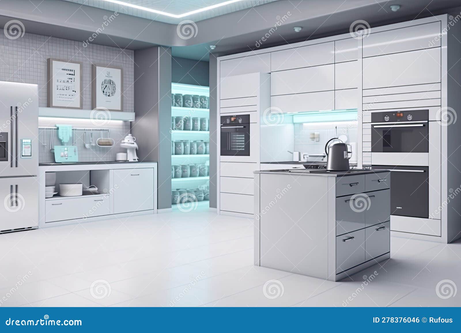 Kitchen with Smart Appliances with a Display Screen and a Smart Oven ...