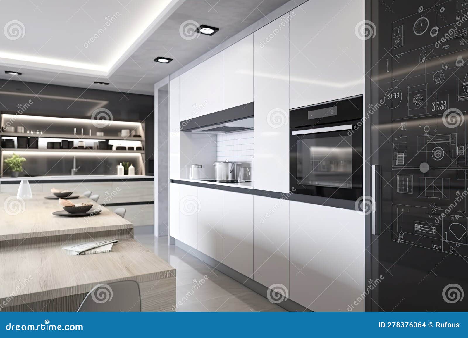 Kitchen with Smart Appliances with a Display Screen and a Smart Oven ...