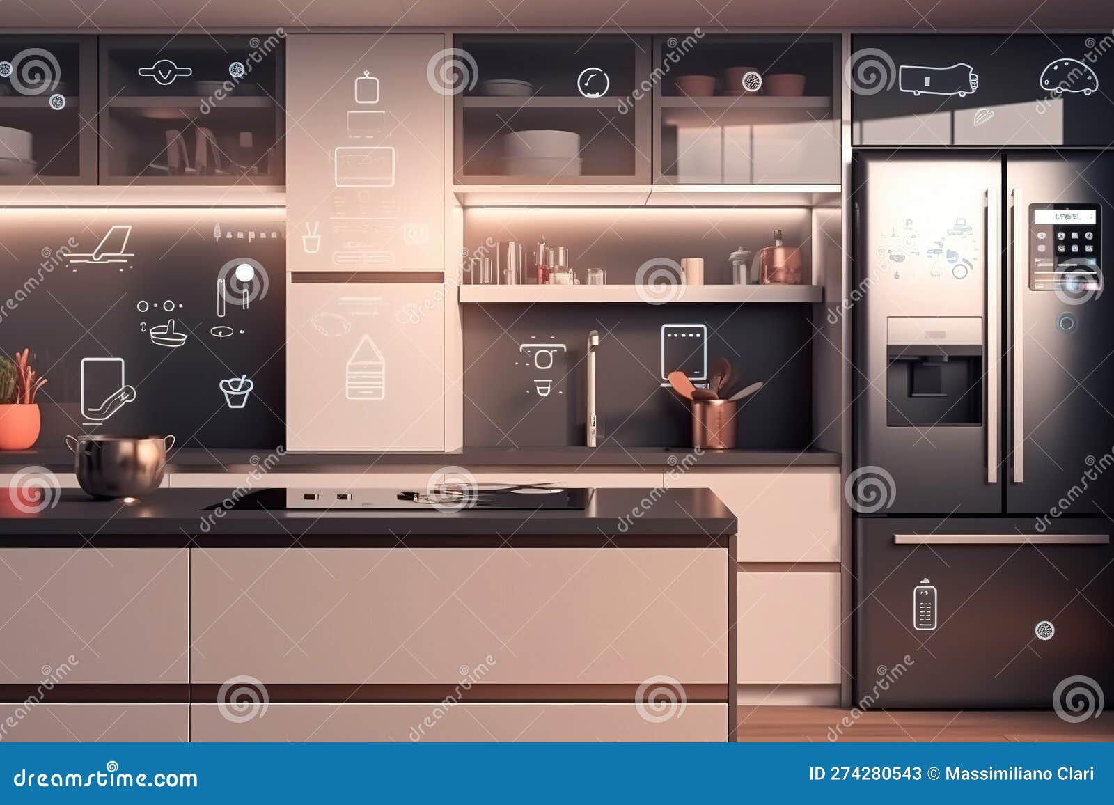 Kitchen with Smart Appliances with Display Screen and Voice-controlled ...