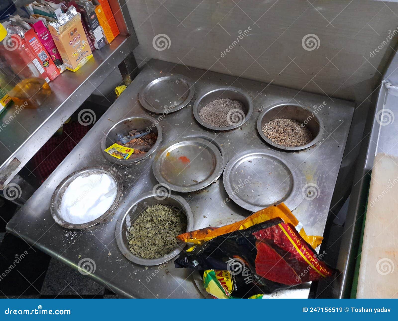 Kitchen Spices Container Table Their Ingredients Editorial Stock Image ...