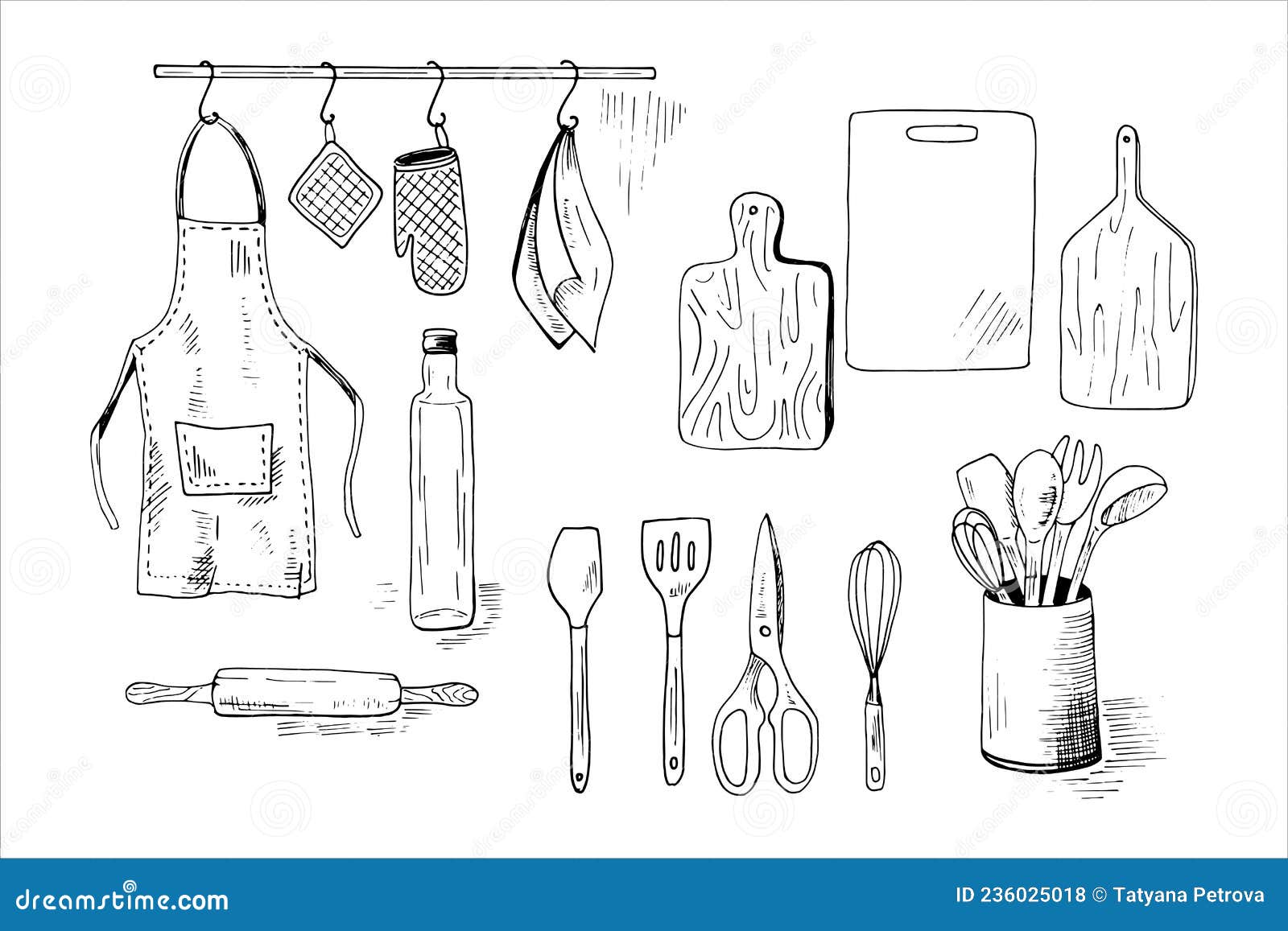 Kitchen Staff. Han-drawn Illustrations. Set of Vector Sketches. Stock ...