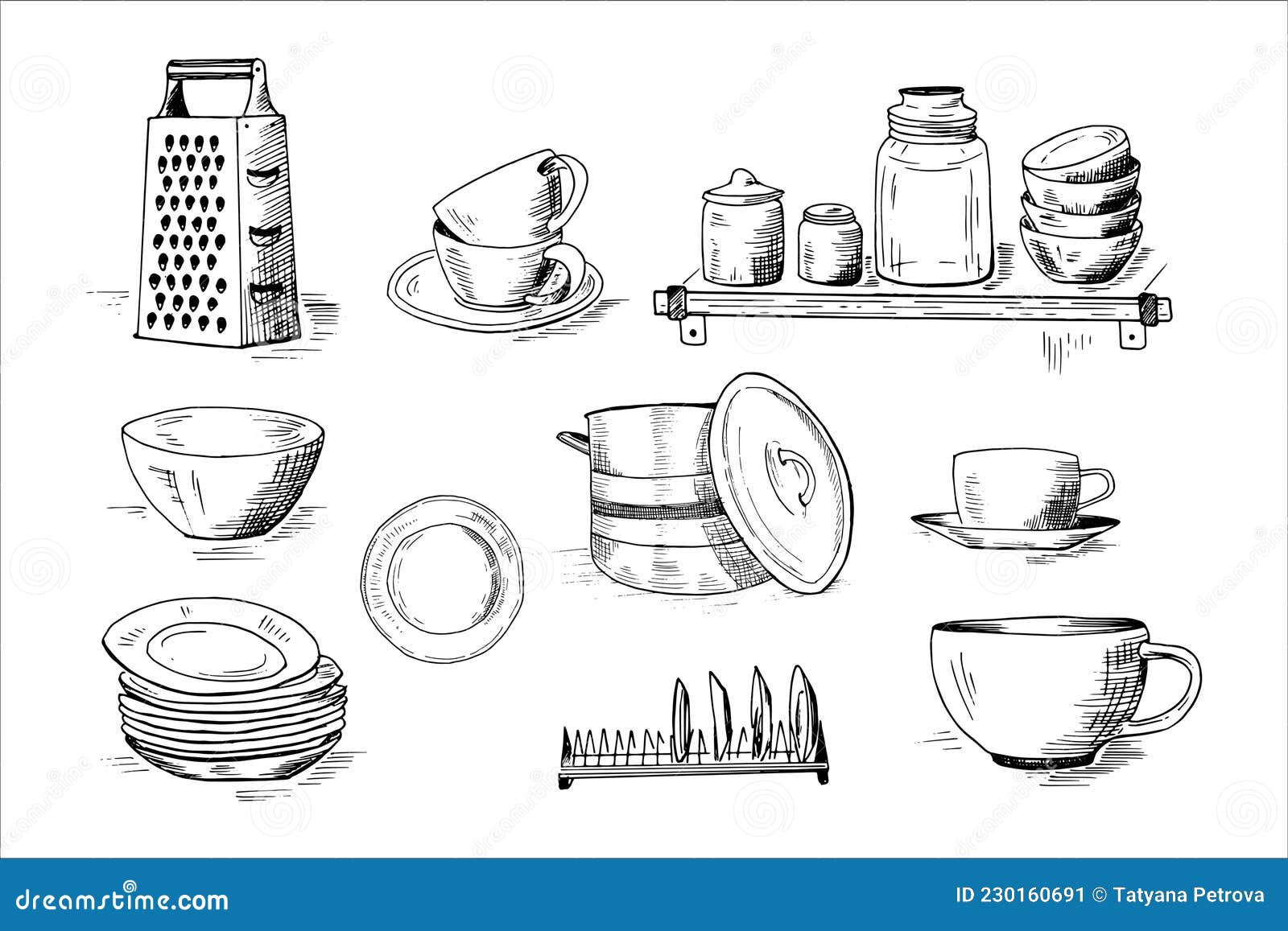 Kitchen Staff. Hand Drawn Illustrations. Set of Vector Sketches. Stock ...