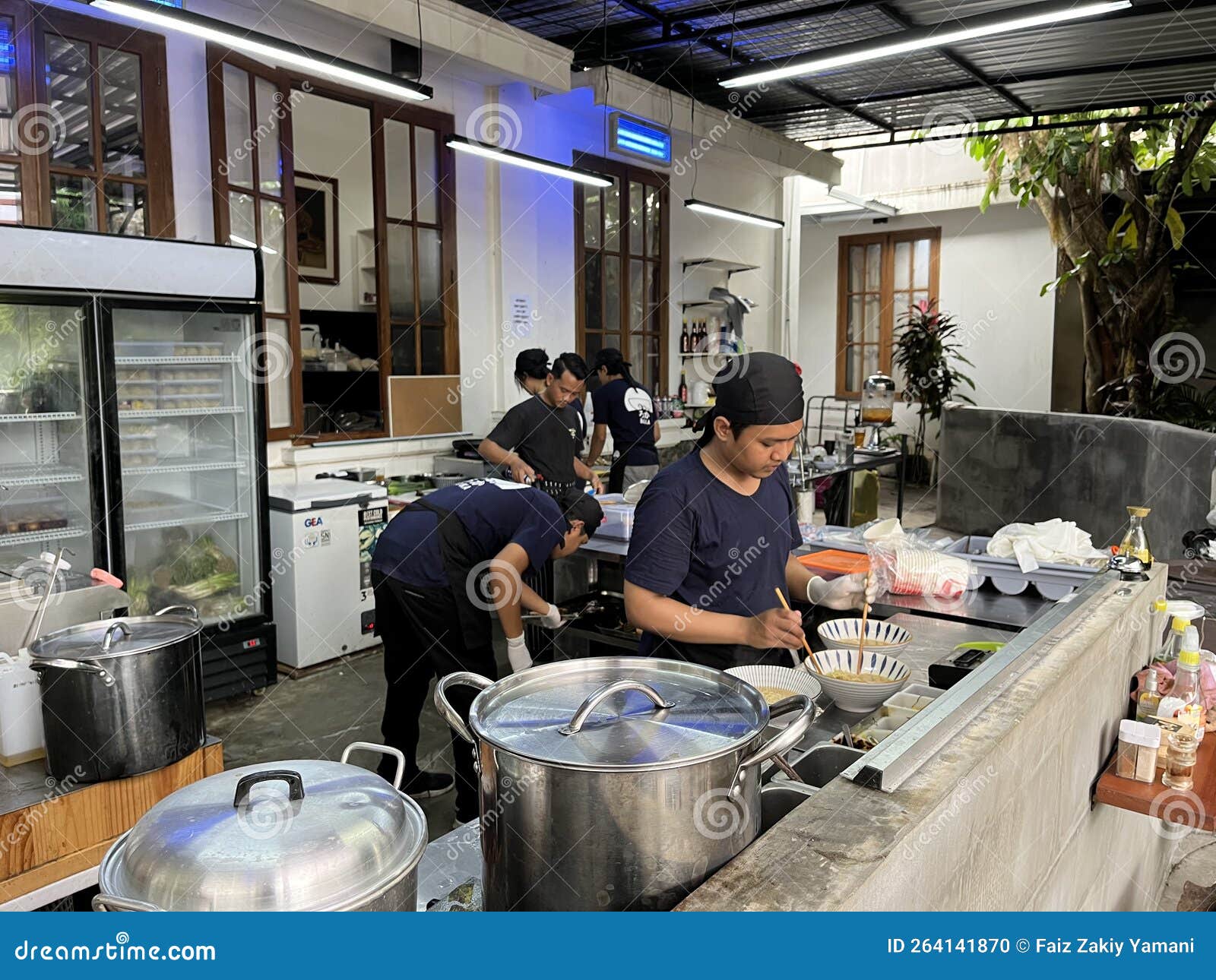 Kitchen Staff Preparing Traditional Japanese Ramen Editorial Image ...