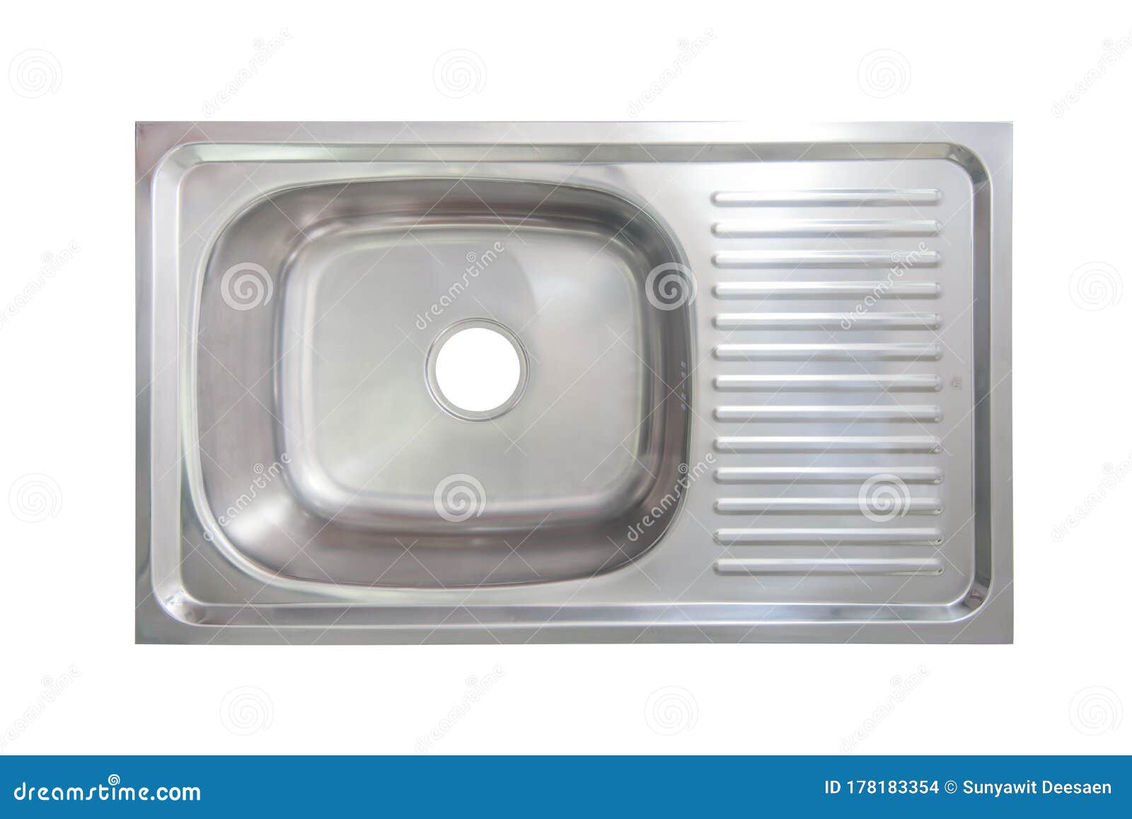 Kitchen Stainless Steel Sink Isolated on White Background Stock Photo ...