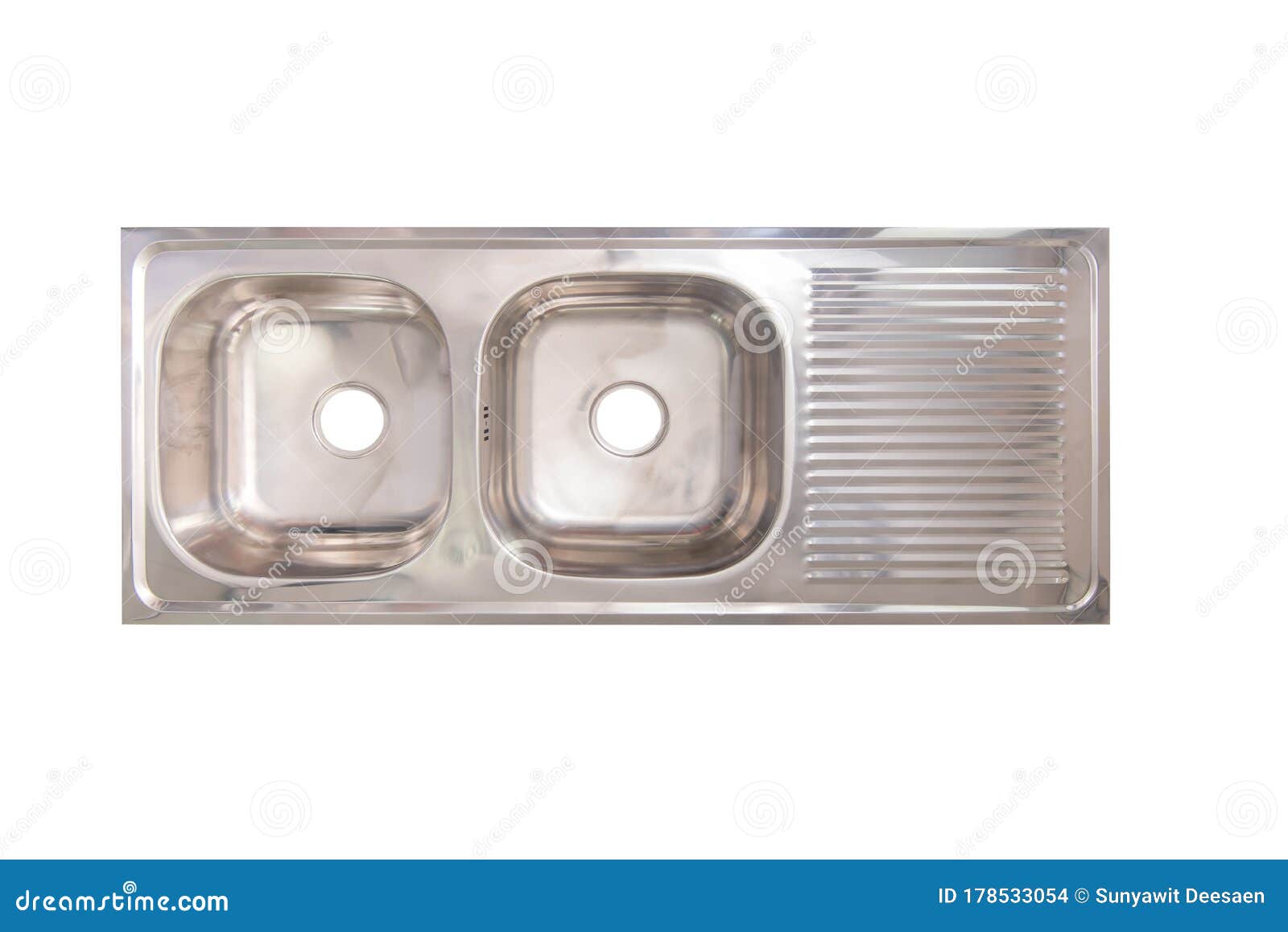Kitchen Stainless Steel Sink Isolated on White Background Stock Photo ...