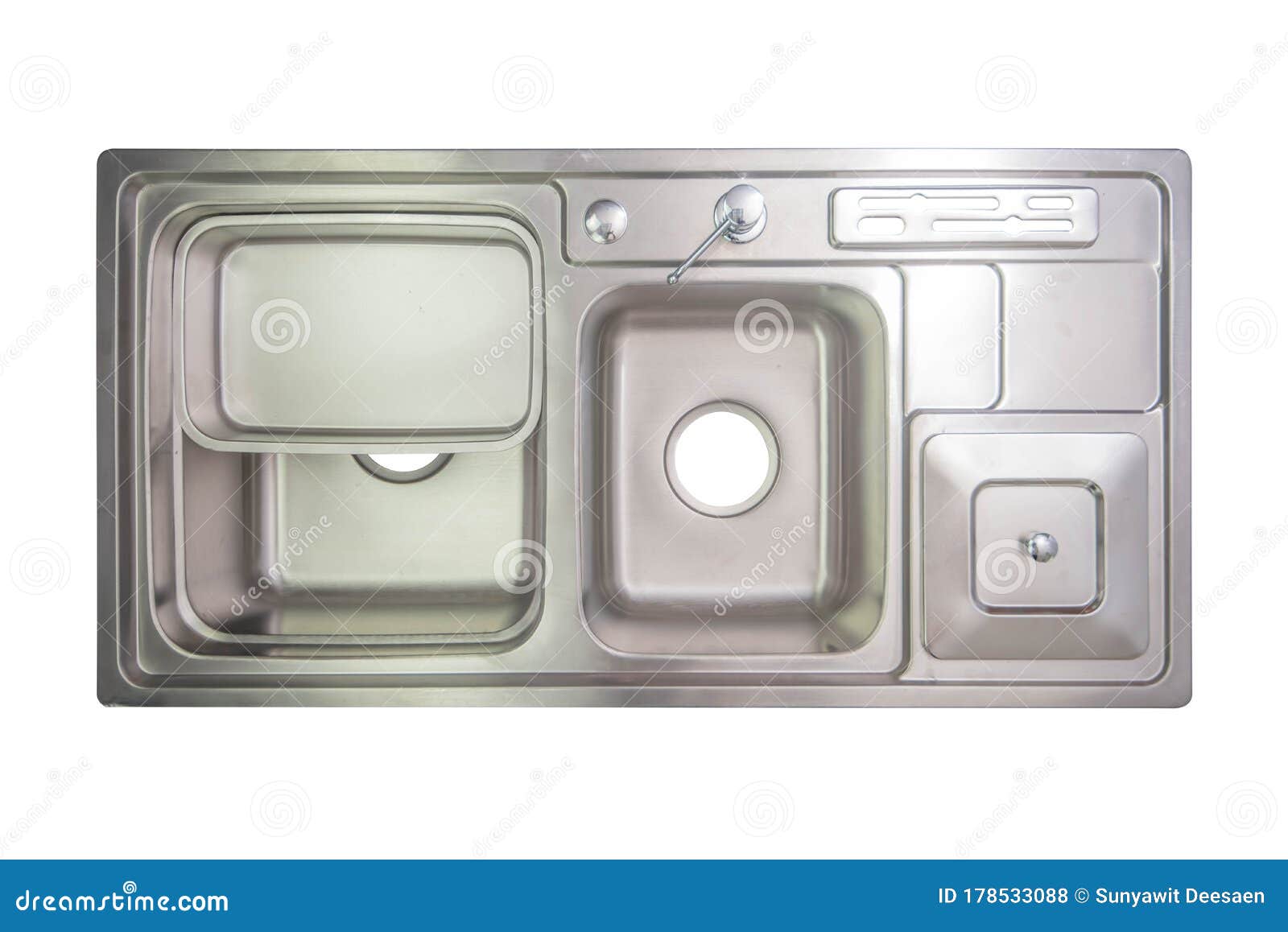 Kitchen Stainless Steel Sink Isolated on White Background Stock Photo ...