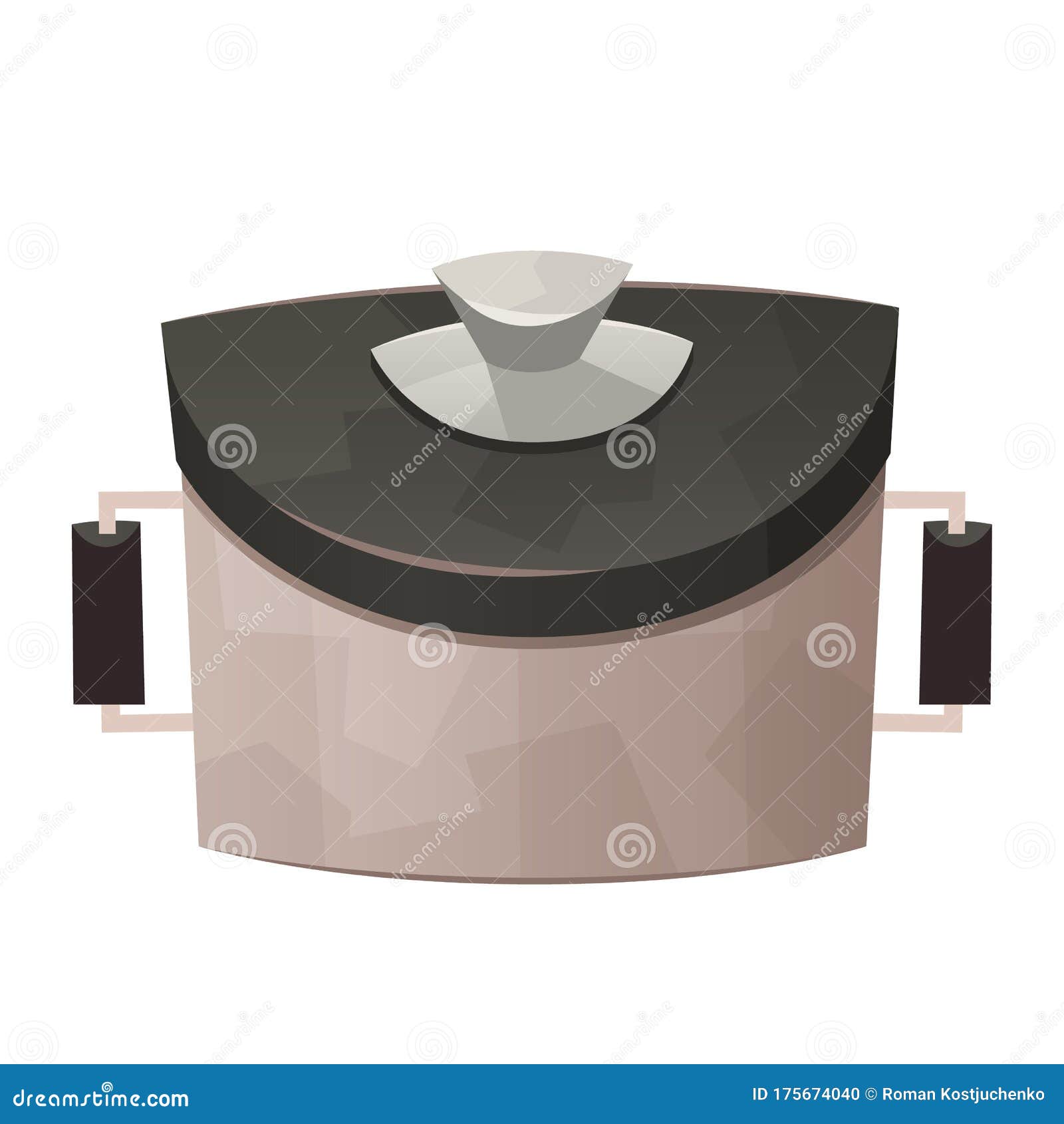 Kitchen Steel Pot Isolated on White Background Stock Vector ...