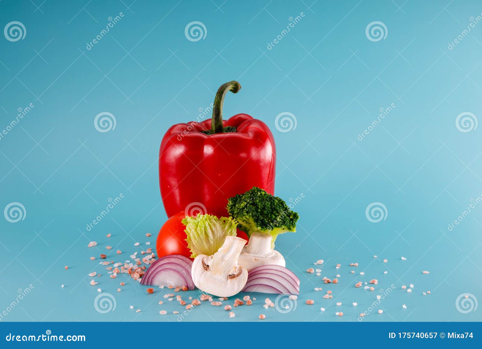 Kitchen Still Life on a Blue Background for the Restaurant Menu2 Stock ...