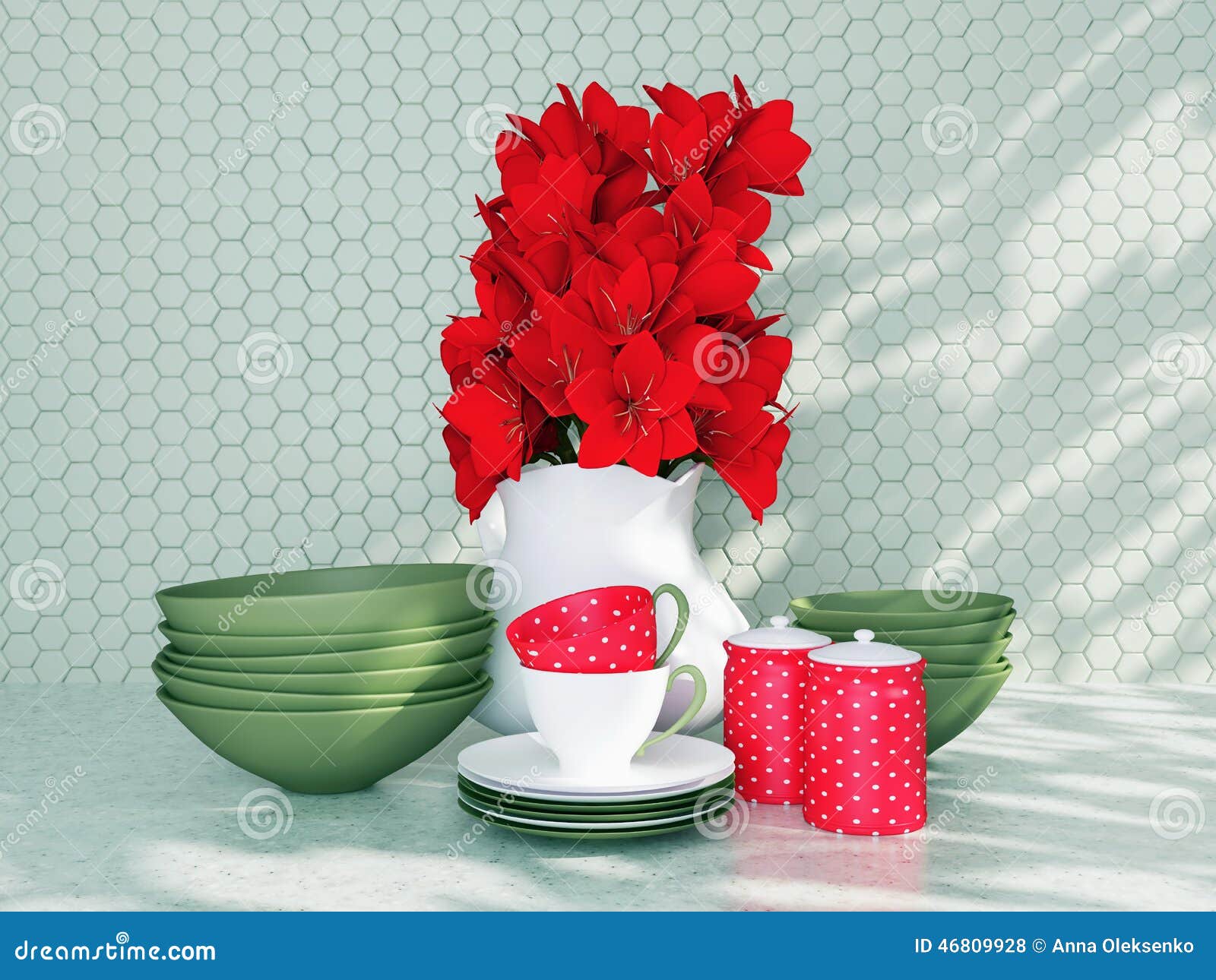 Kitchen still life. stock illustration. Illustration of lively - 46809928