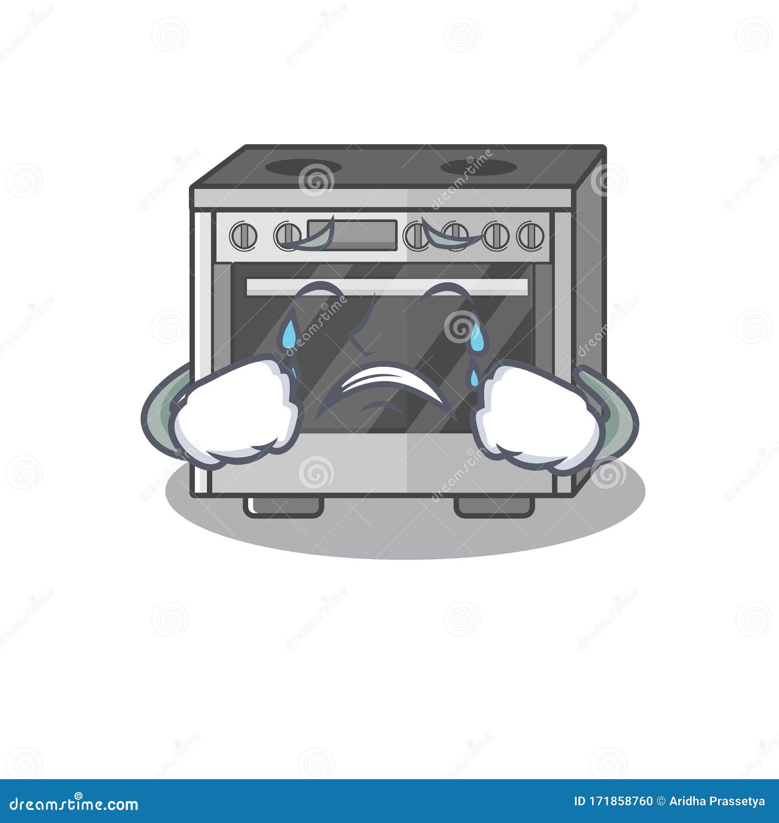 Kitchen Stove Cartoon Character Concept with a Sad Face Stock Vector ...