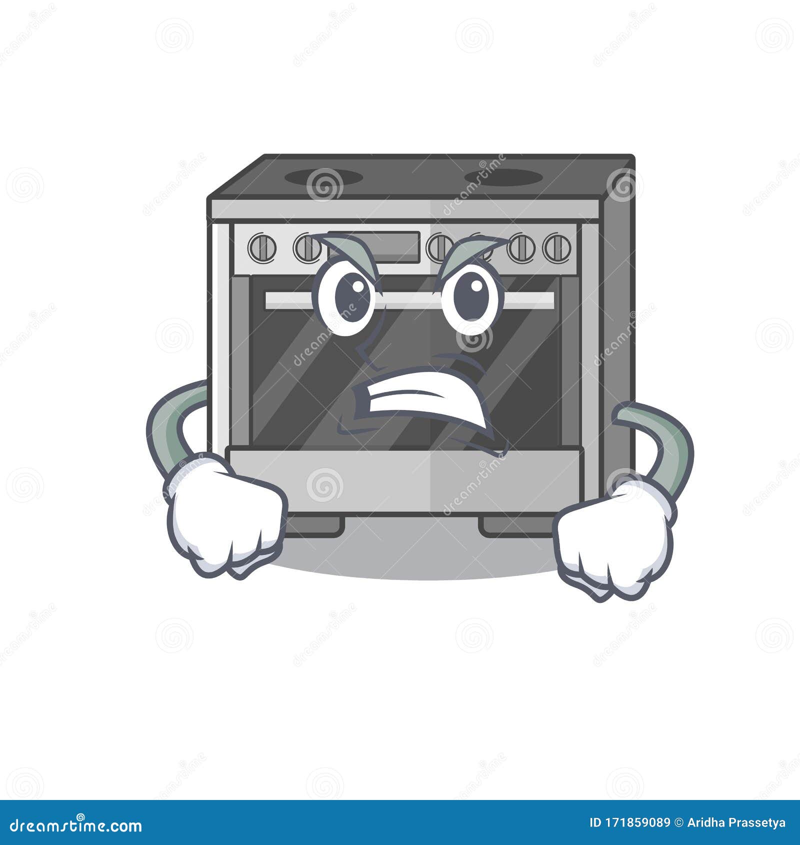 Kitchen Stove Cartoon Character Style Having Angry Face Stock Vector ...