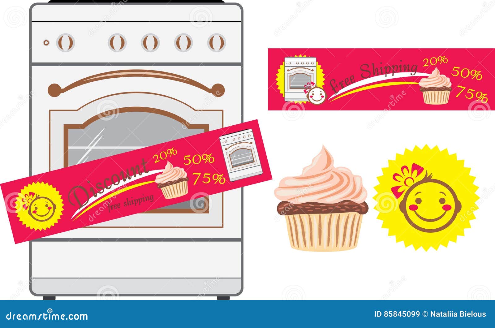 Kitchen Stove and Discount Stickers Stock Vector - Illustration of ...