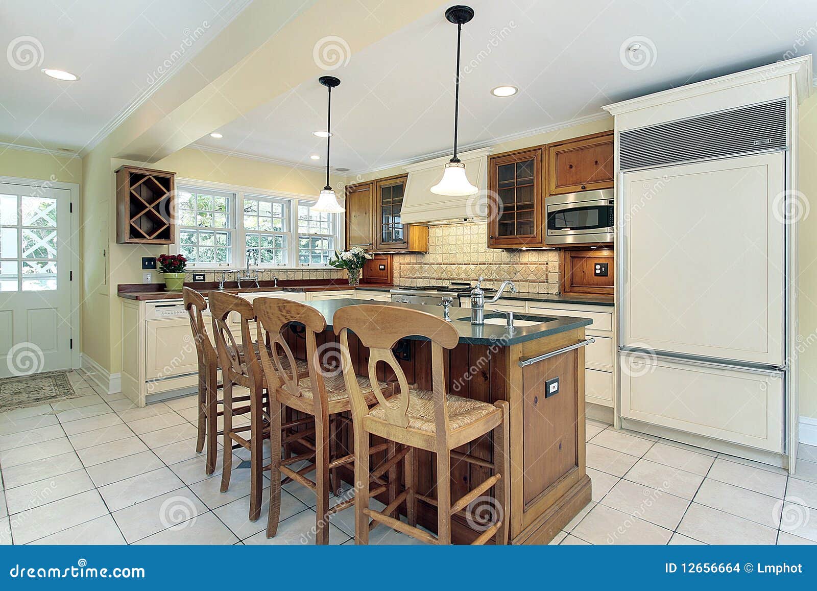 Kitchen in suburban home stock photo. Image of meal, decor - 12656664