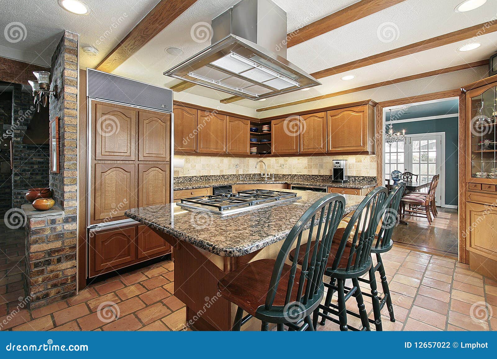 Kitchen in suburban home stock photo. Image of marble - 12657022