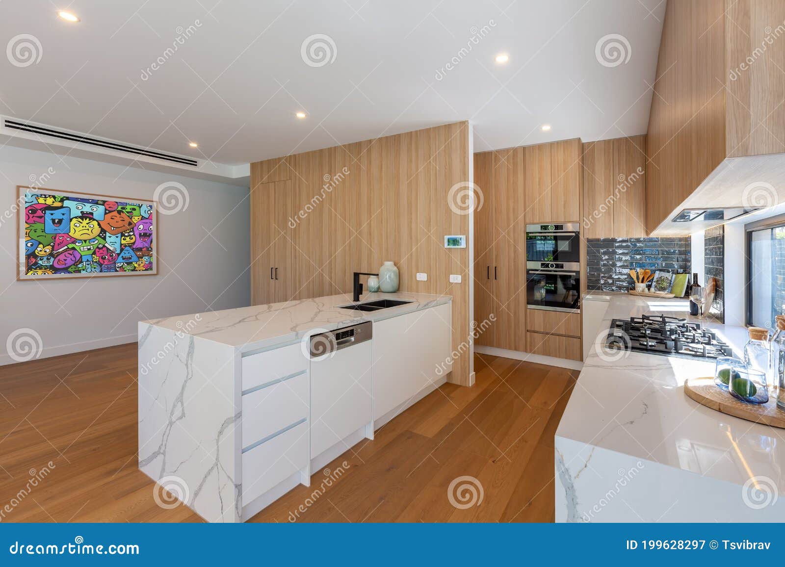 Kitchen in Suburban House - Interior Design. Editorial Photography ...