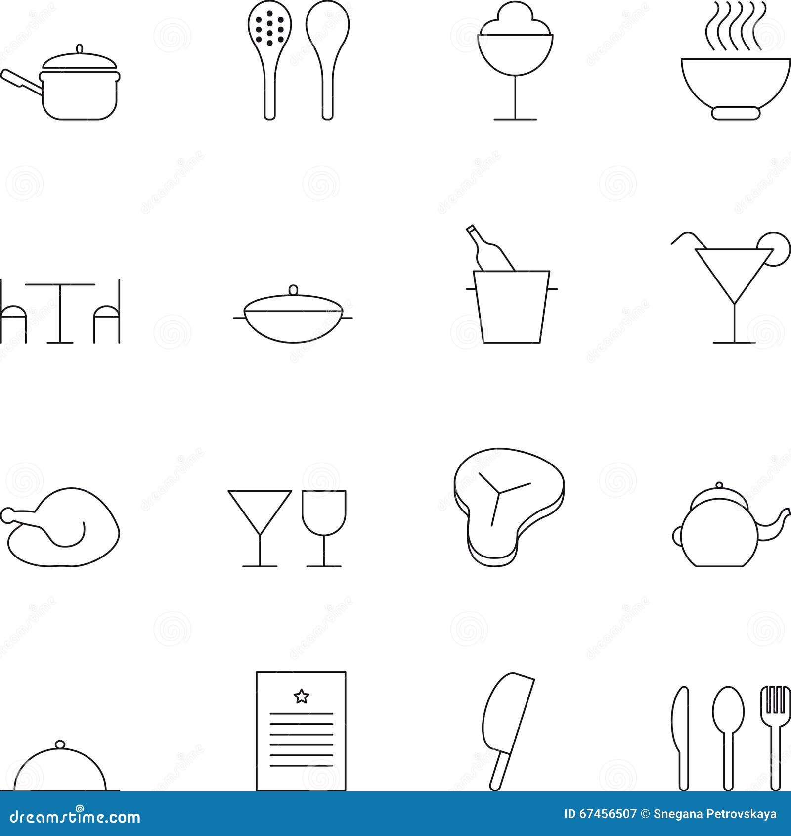 Kitchen Symbol Line Icon Set Stock Illustration - Illustration of ...