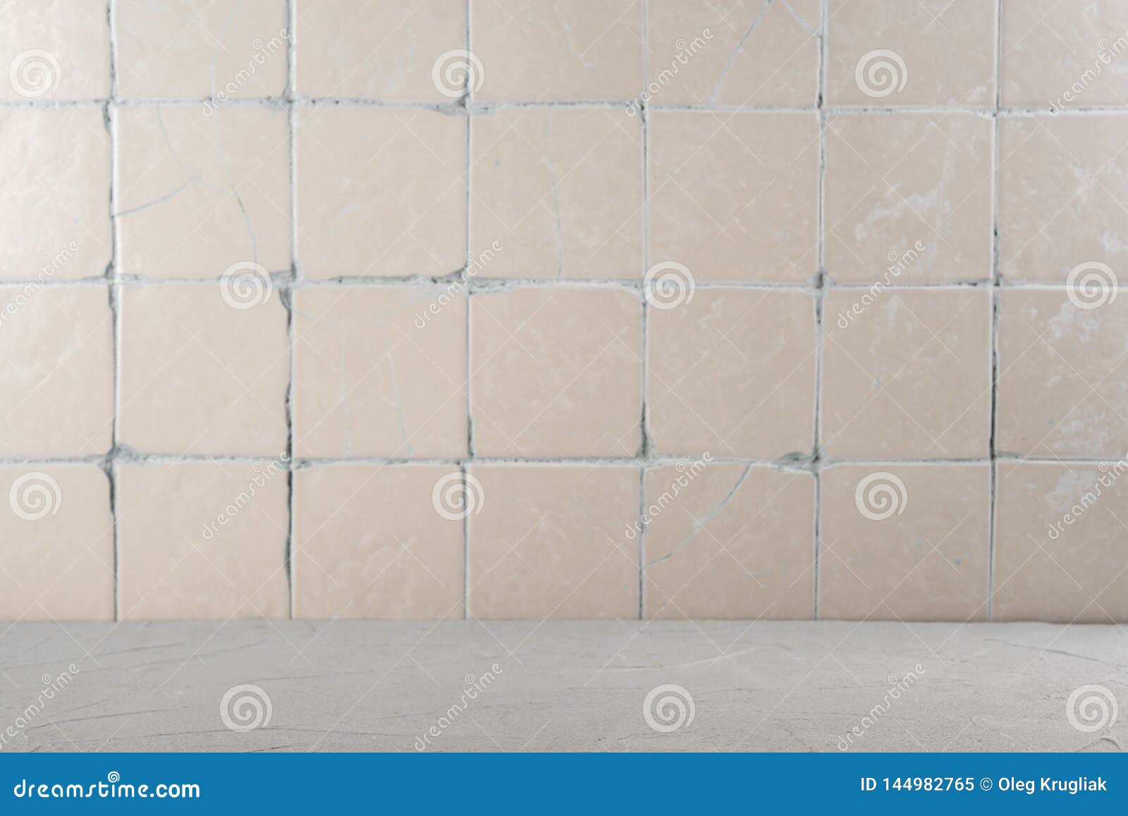 Kitchen Table with Ceramic Tiles on the Background Stock Image - Image ...