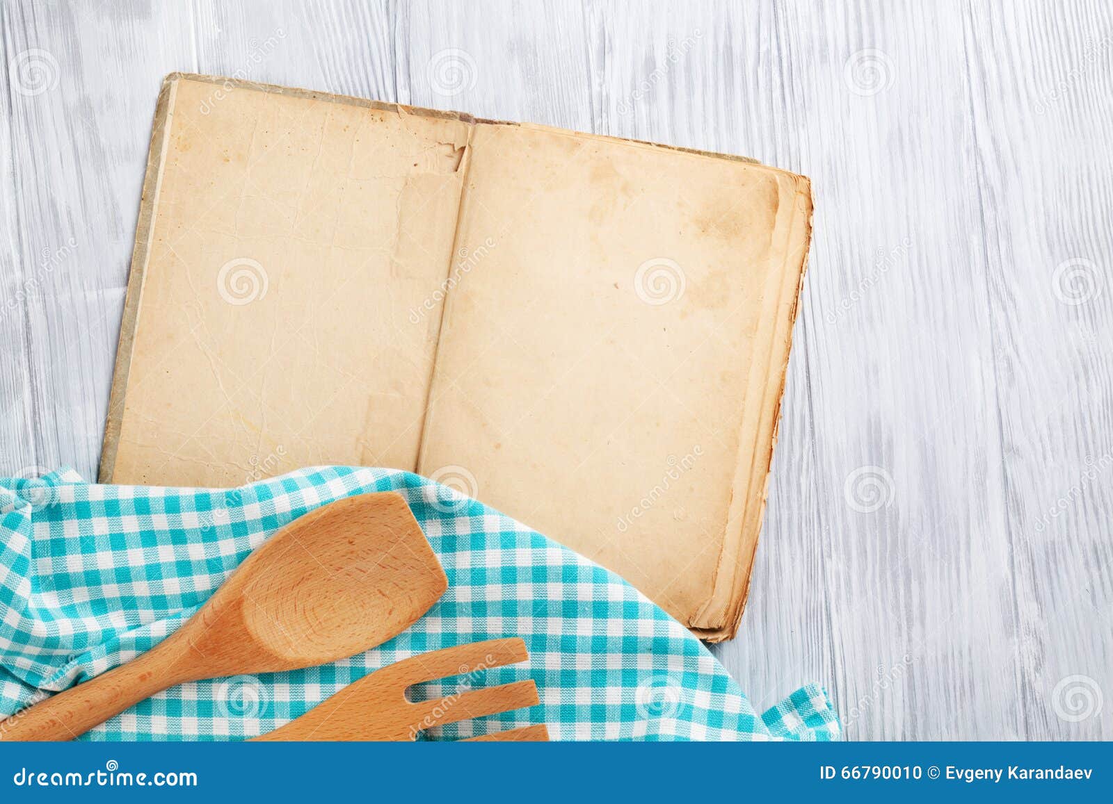 Kitchen Table with Cooking Book and Utensils Stock Photo - Image of ...