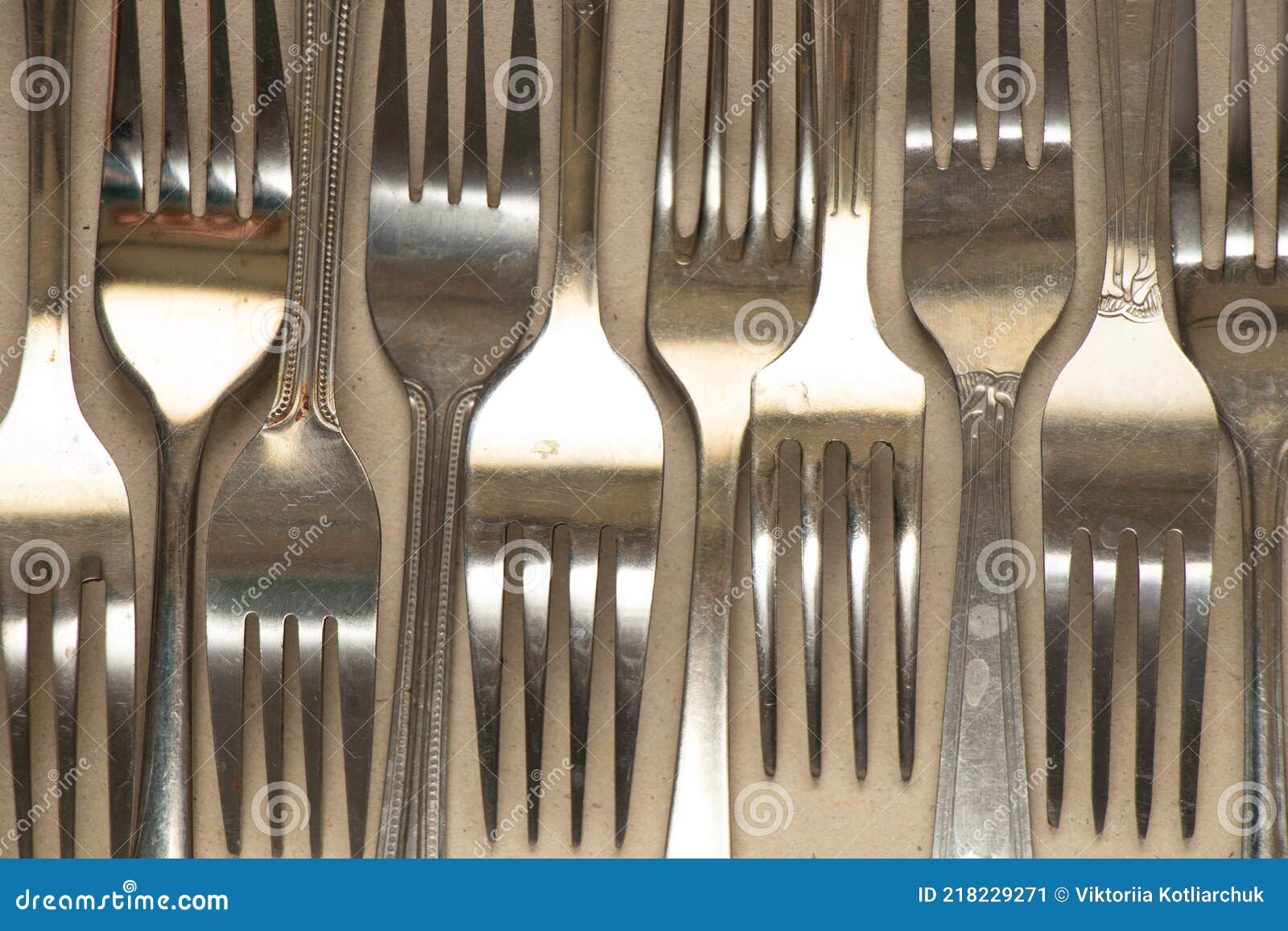 Kitchen Table Forks on the Table Close-up Stock Image - Image of steel ...