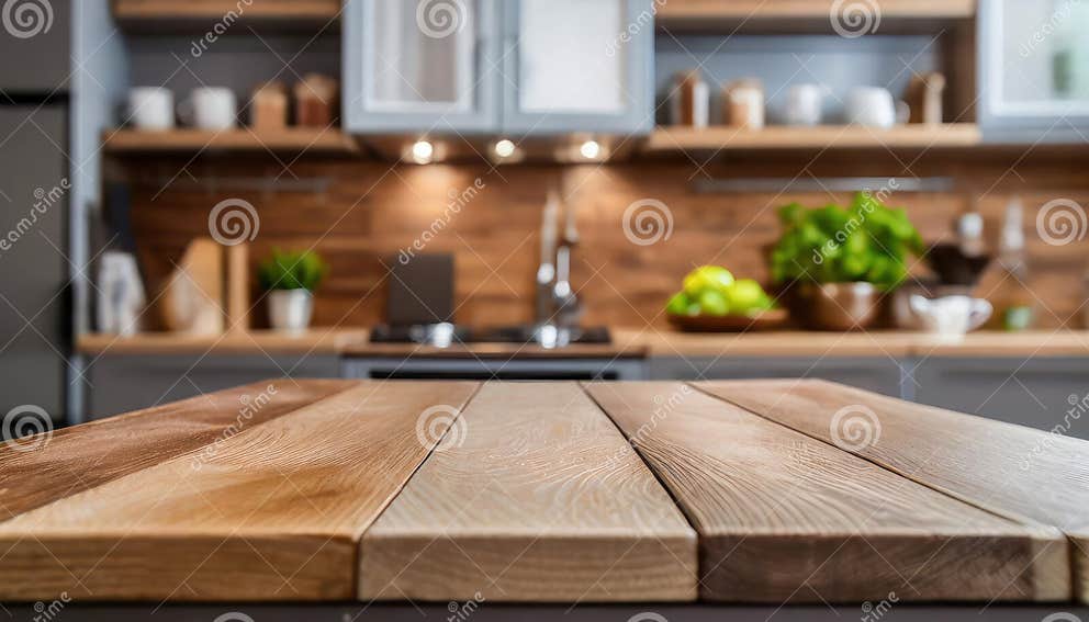 Kitchen Table Front View, Wooden Table Stock Illustration ...