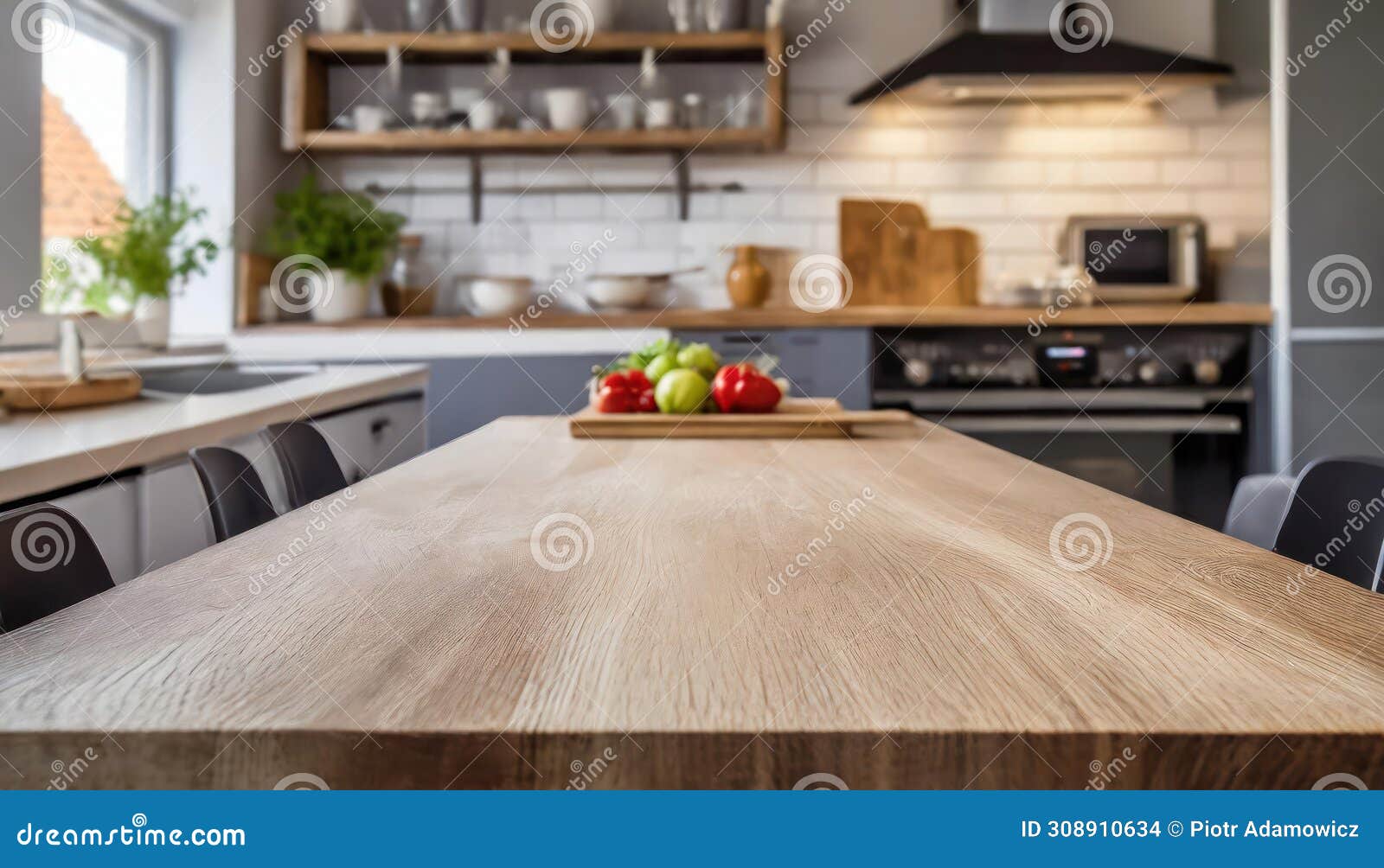 Kitchen Table Front View, Wooden Table Stock Illustration ...