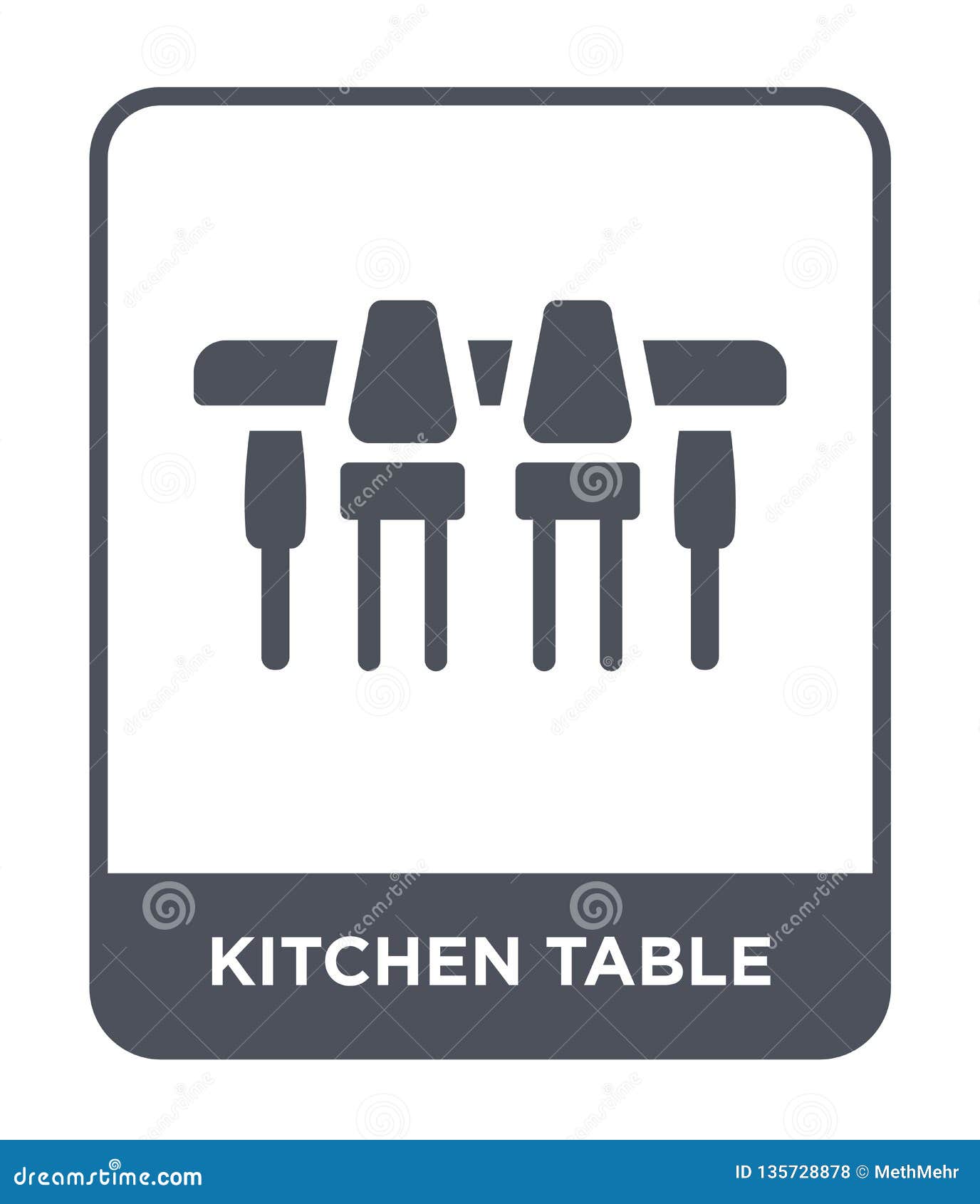 Kitchen Table Icon in Trendy Design Style. Kitchen Table Icon Isolated ...