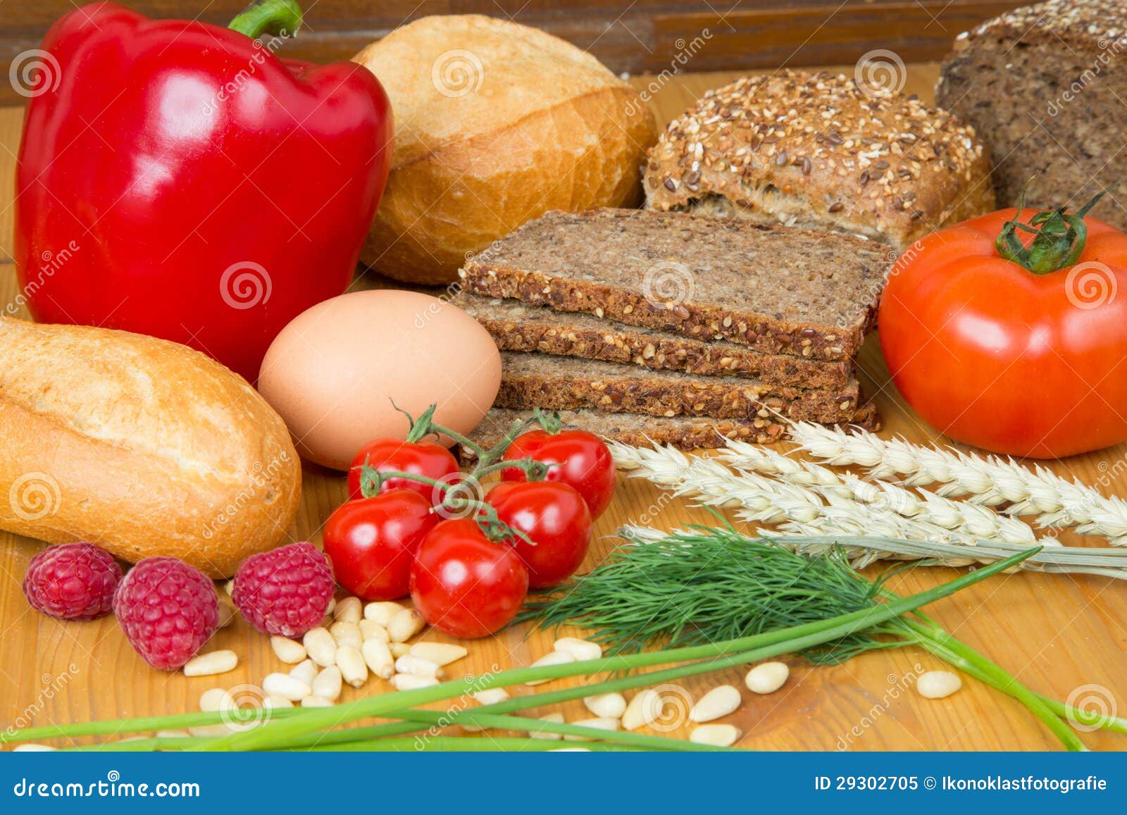 Kitchen Table with a Lot of Food Like Bread and Vegetables Stock Image ...