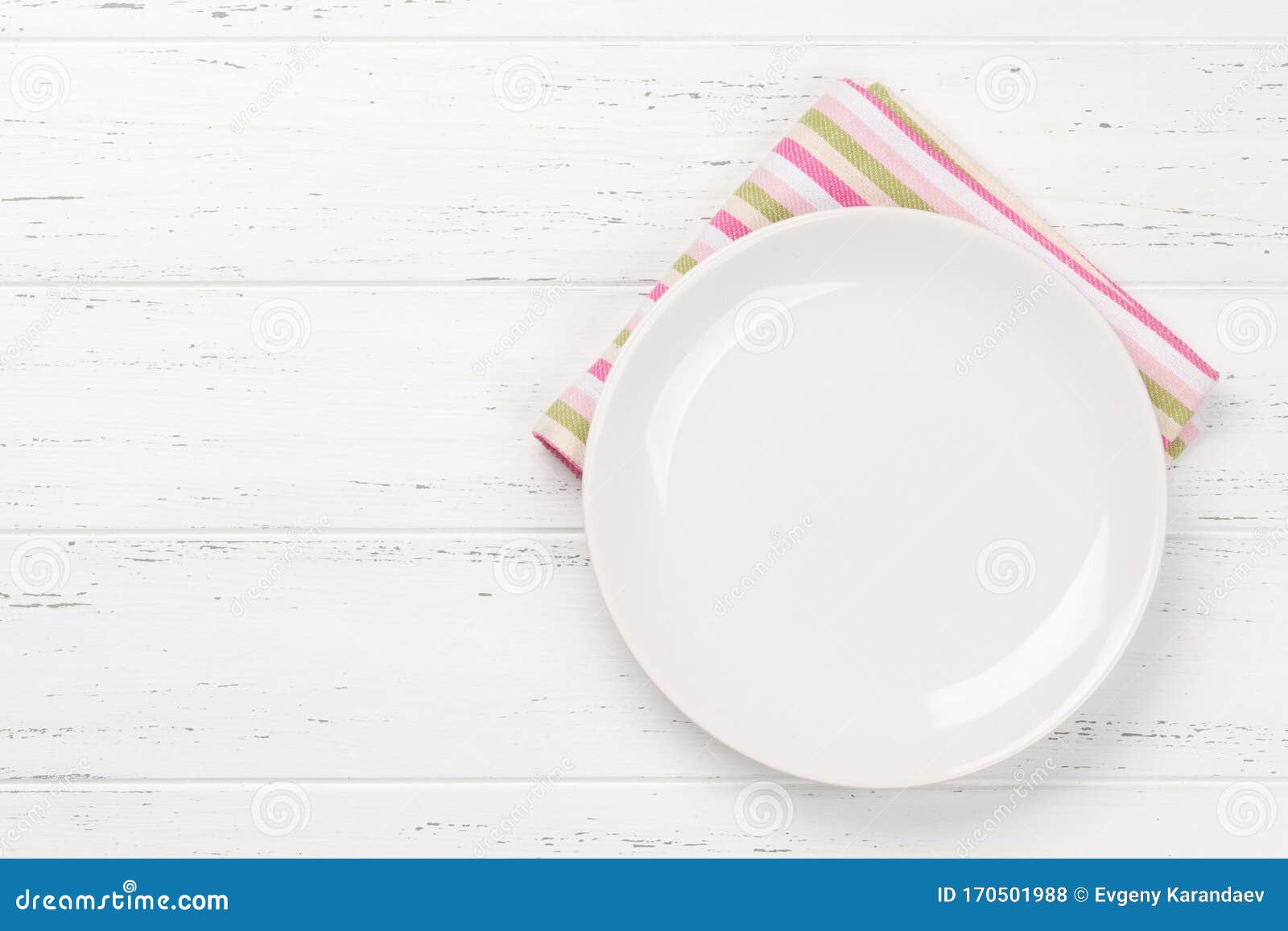 Kitchen Table with Plate and Tablecloth Stock Photo - Image of board ...