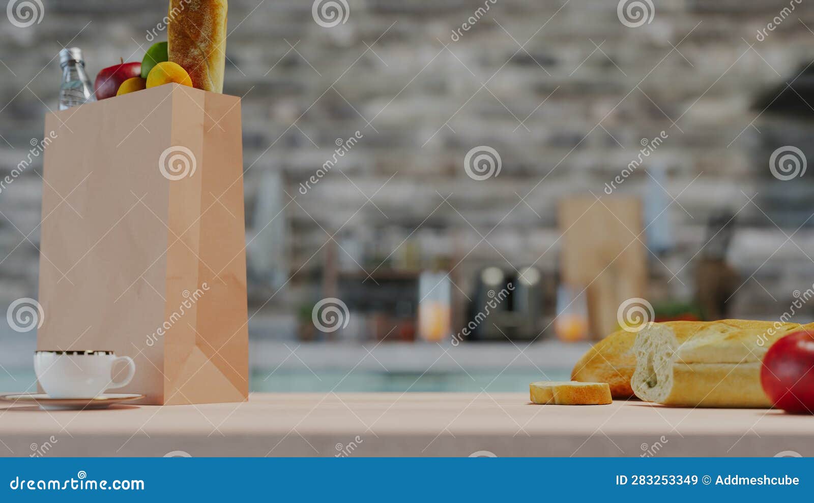 Kitchen Table Podium Background, 3d Rendering Stock Illustration ...