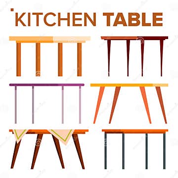 Kitchen Table Set Vector. Interior Design Element. Classic Home Dinner ...