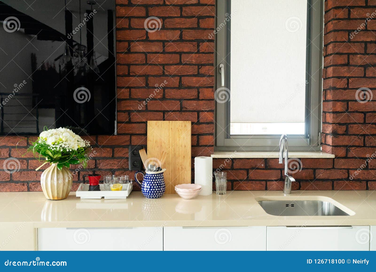 Kitchen table top stock photo. Image of home, design - 126718100