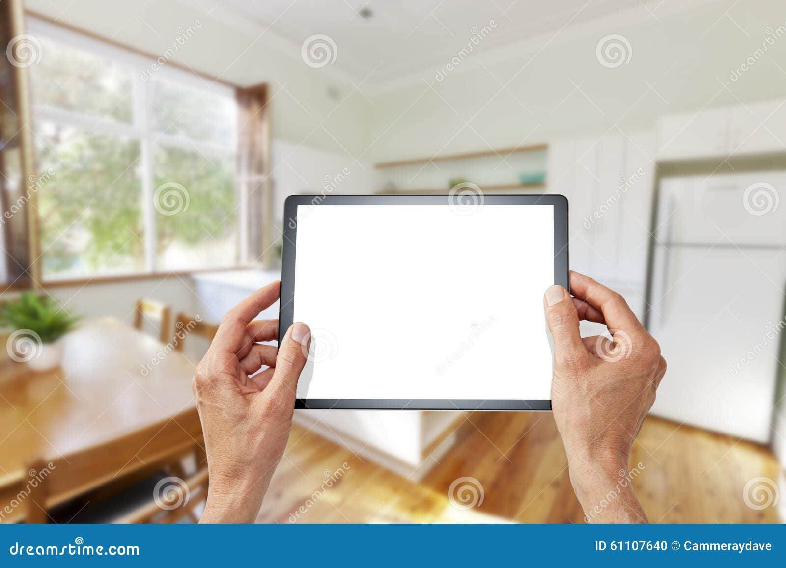 Kitchen Tablet Design Technology Stock Photo - Image of holding, hand ...