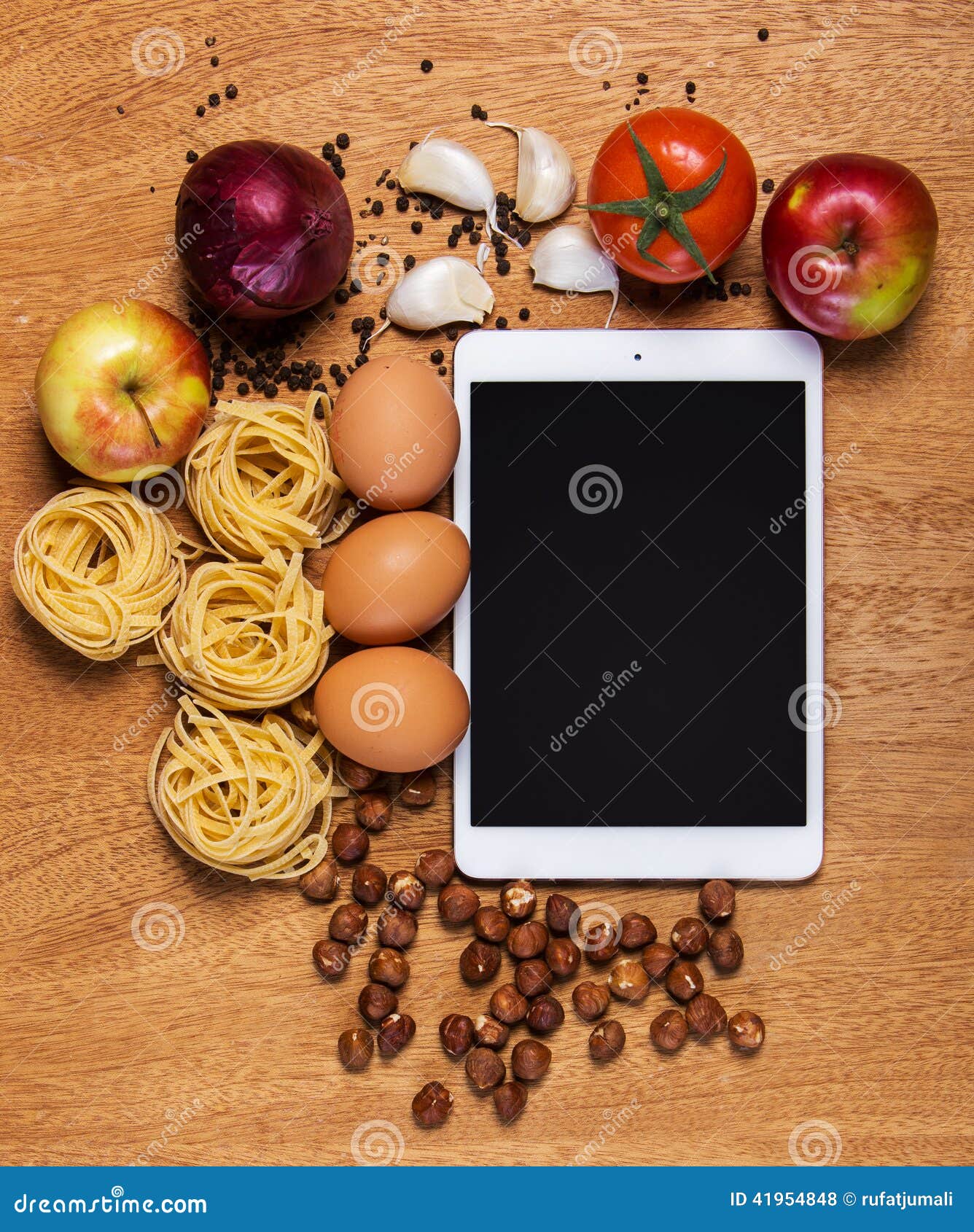 Kitchen. Tablet and food stock photo. Image of kitchen - 41954848