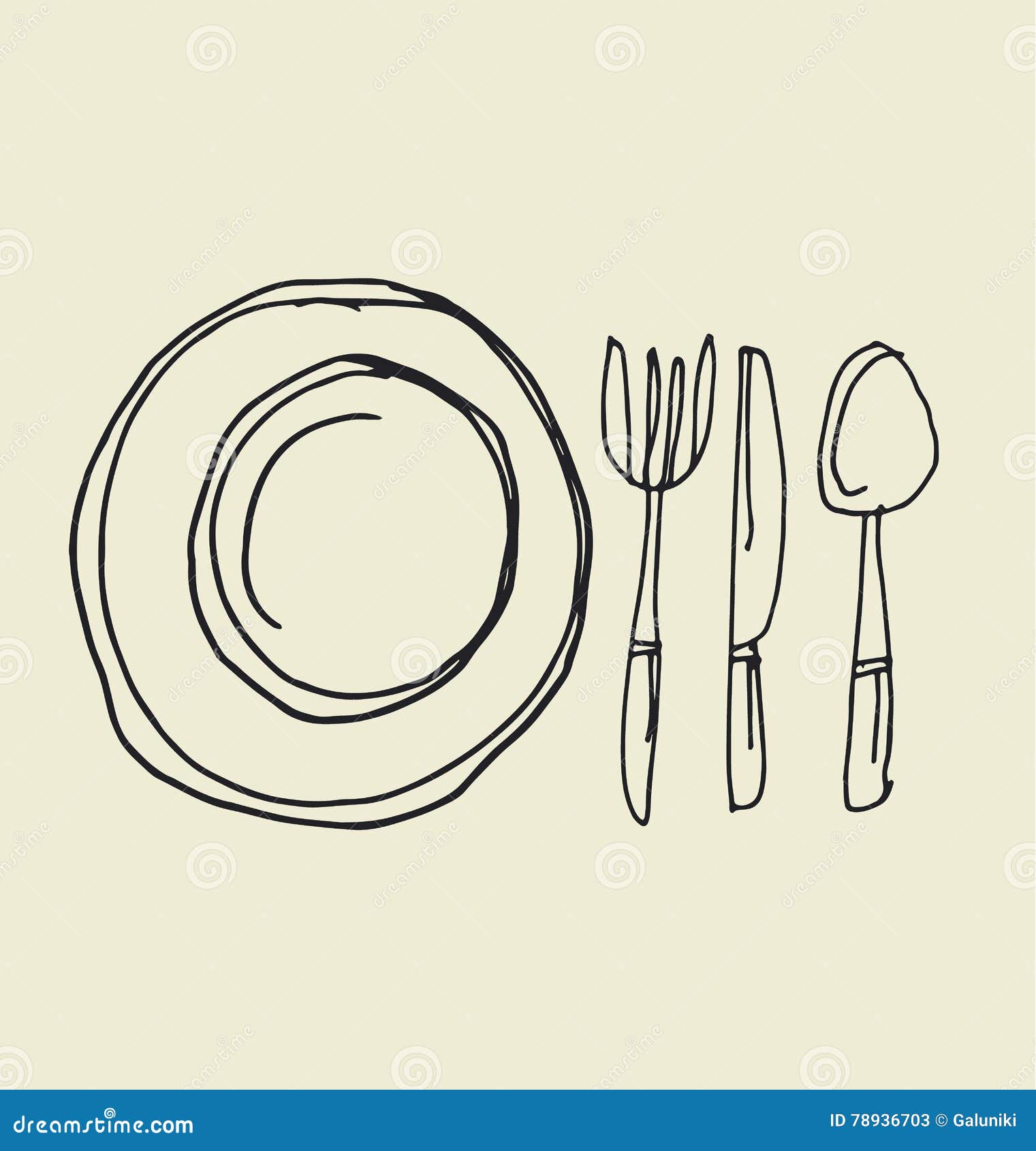 Kitchen Tableware Hand Drawn Image Stock Vector Illustration Of Drawn Fork 78936703