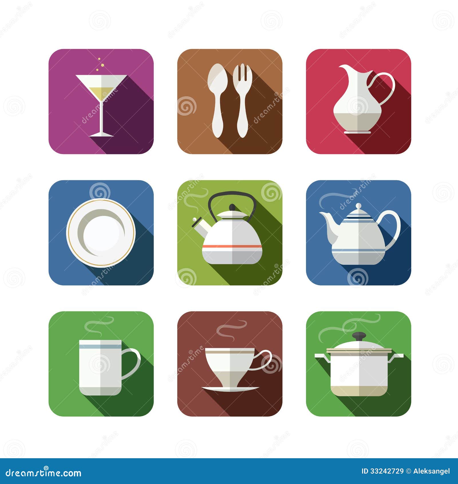 Kitchen Tableware Set of Icons Stock Vector - Illustration of symbol ...
