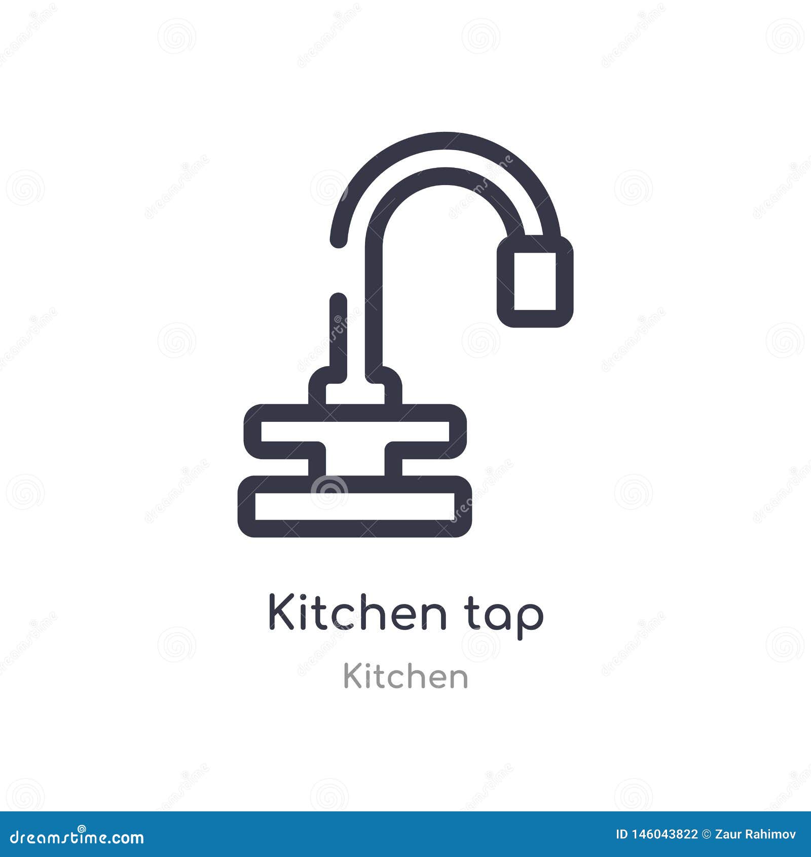 Kitchen Tap Outline Icon. Isolated Line Vector Illustration from ...