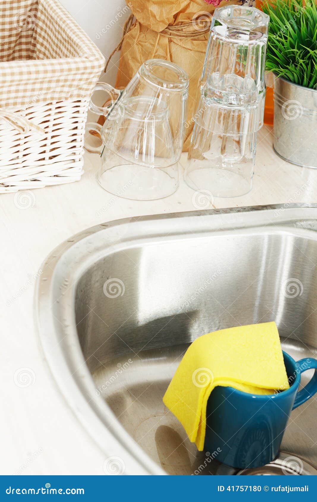 Kitchen. Tea Cup in the Sink Stock Photo - Image of washing, close ...