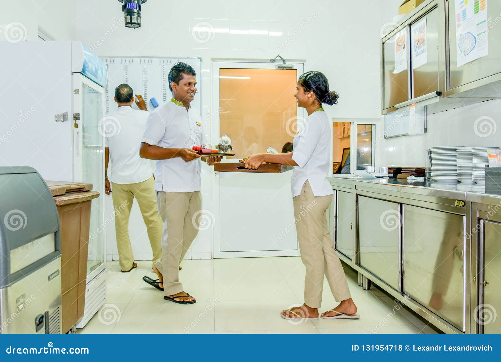 Kitchen Team Prepare Food. Family Tradition. Chef Men Cooking. Teaching ...