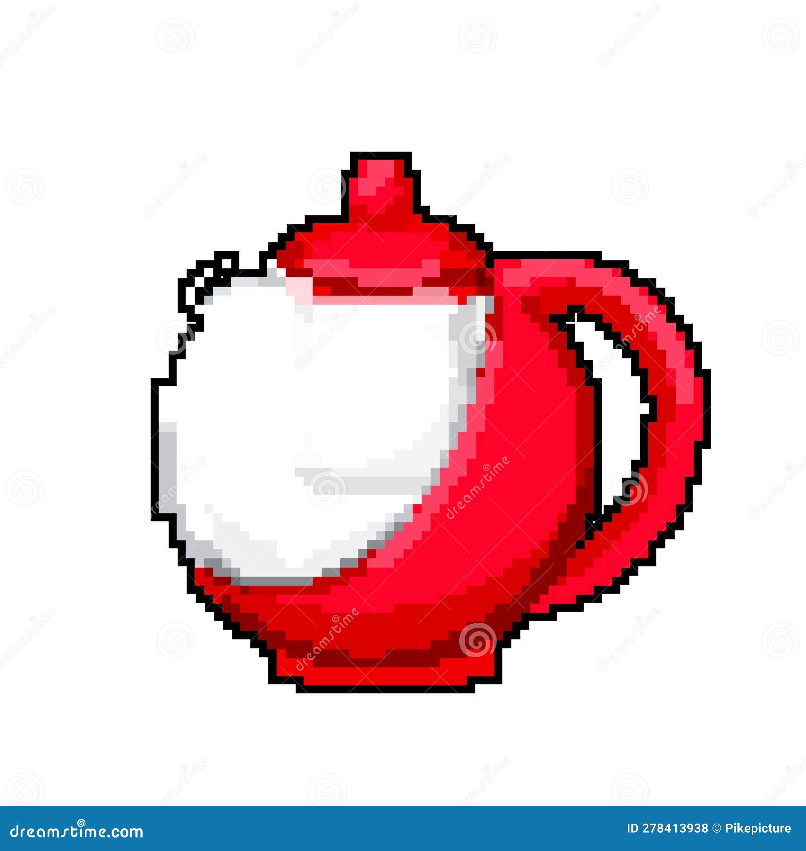 Kitchen Teapot Tea Kettle Game Pixel Art Vector Illustration Stock ...