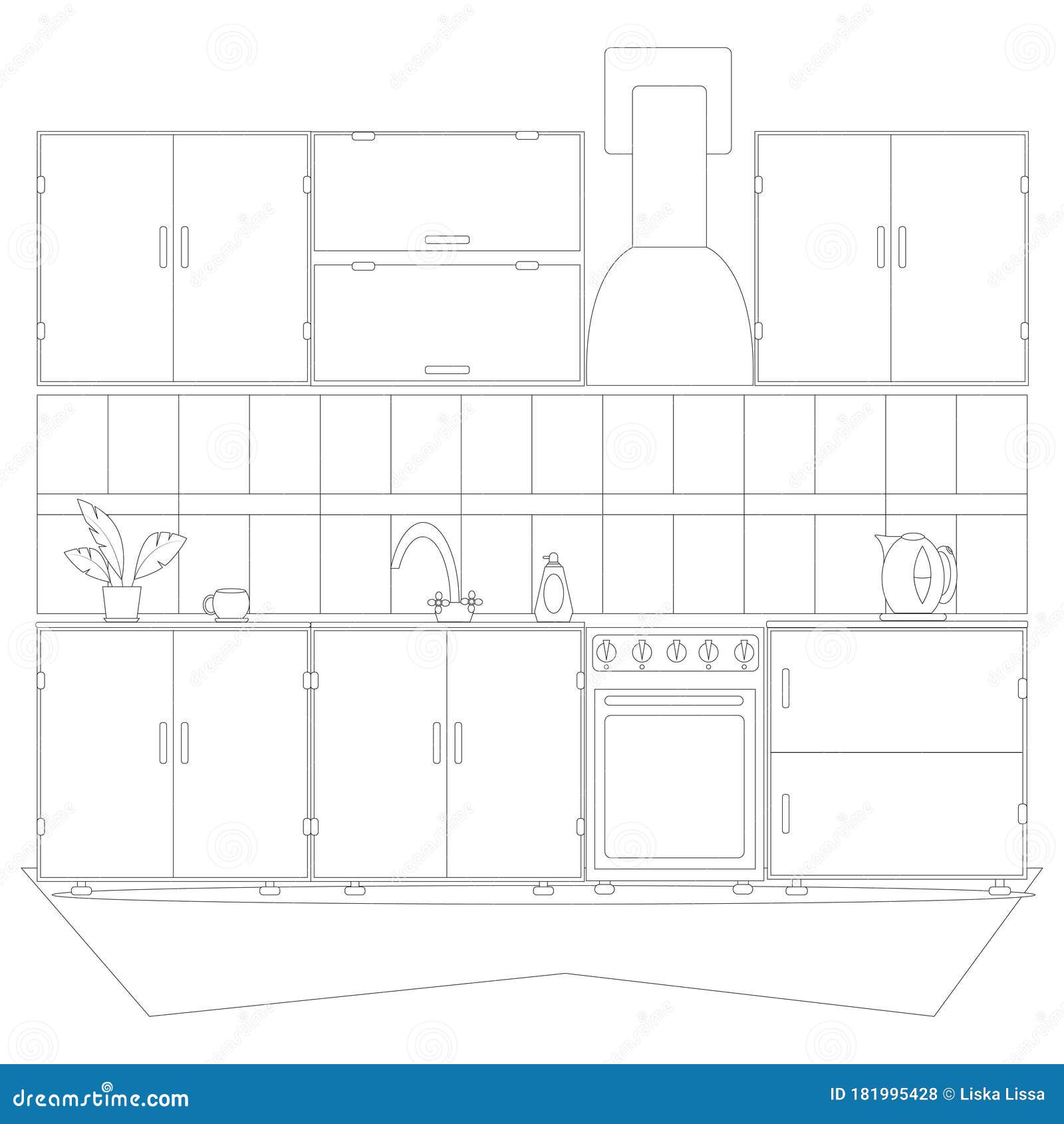 Kitchen template stock vector. Illustration of design - 181995428