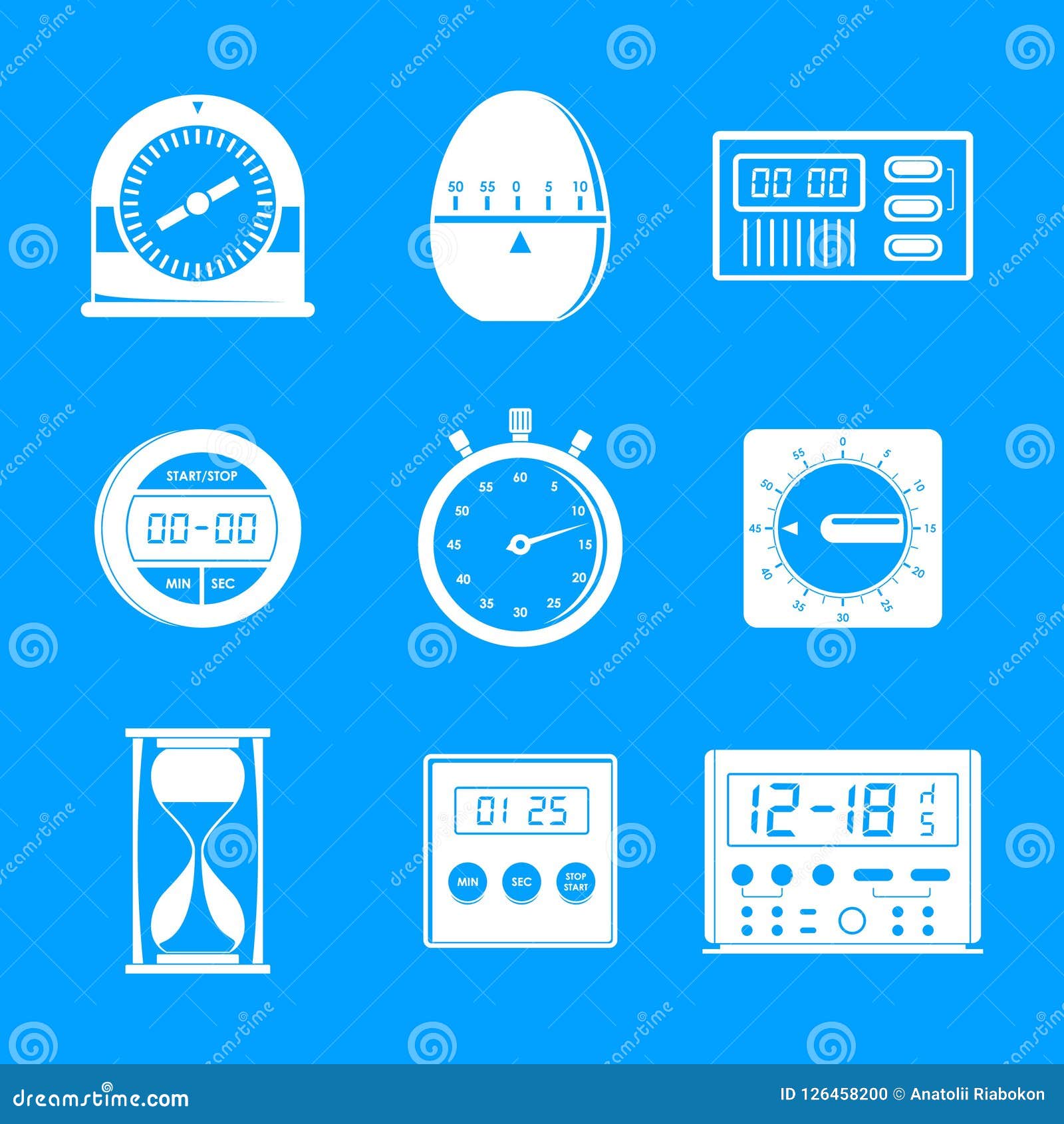 Kitchen Timer Icons Set, Simple Style Stock Vector - Illustration of ...