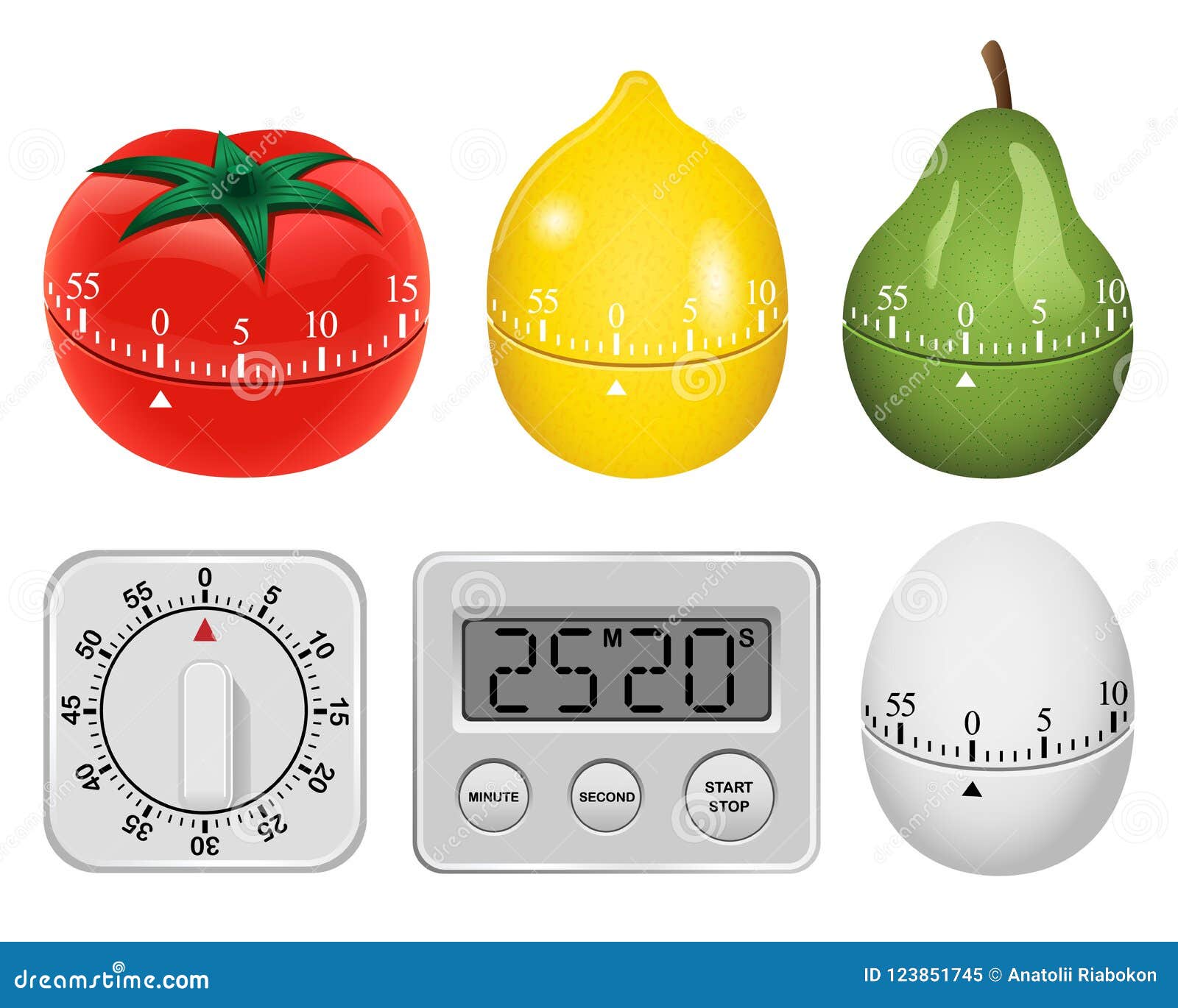 Kitchen Timer Mockup Set, Realistic Style Stock Illustration ...
