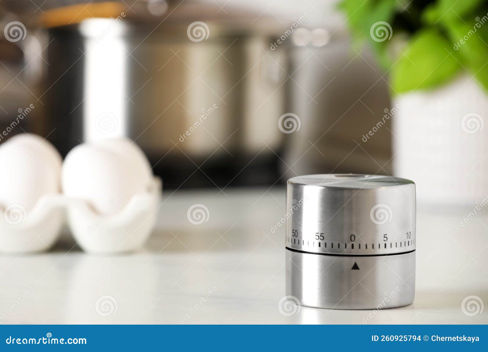 Kitchen Timer on White Table Indoors. Space for Text Stock Photo ...