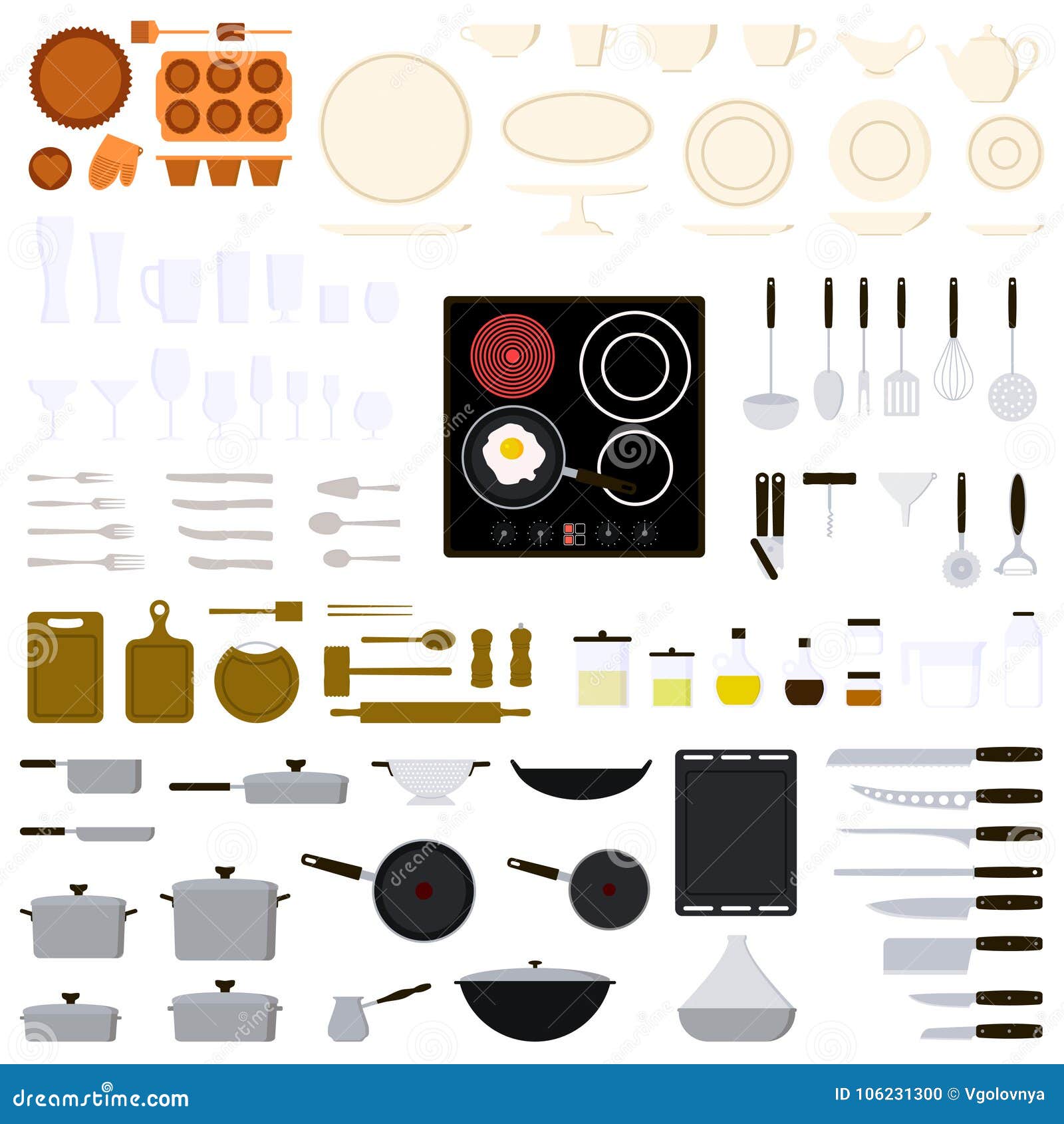 Kitchen tool collection stock vector. Illustration of icon - 106231300