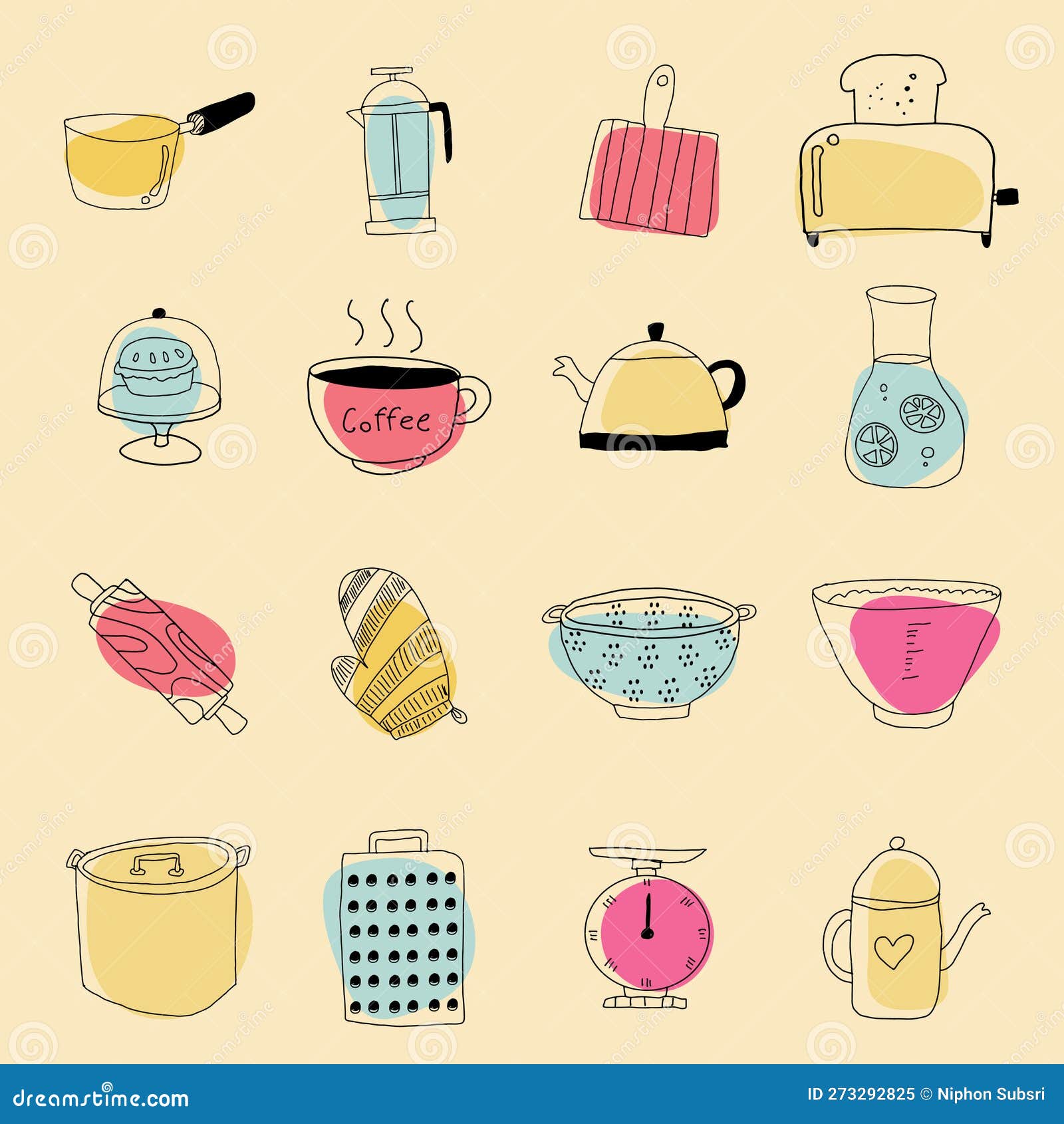 The Kitchen Tool Draw Image for Food or Cooking Concept Stock Vector ...