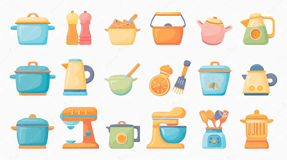 Kitchen Tool Icon Set for Culinary and Cooking Concepts Stock ...