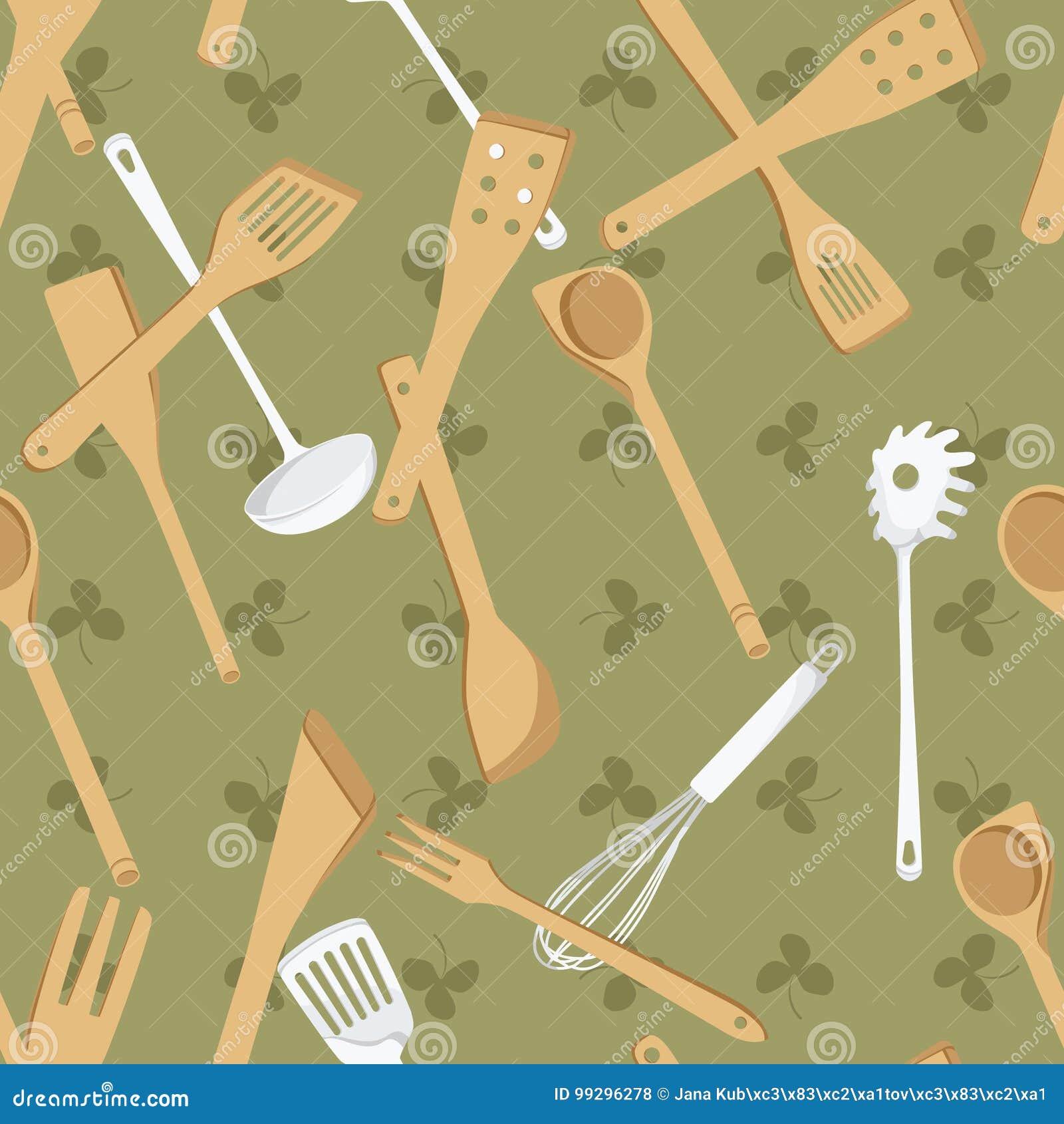 Kitchen tools background stock vector. Illustration of wooden - 99296278