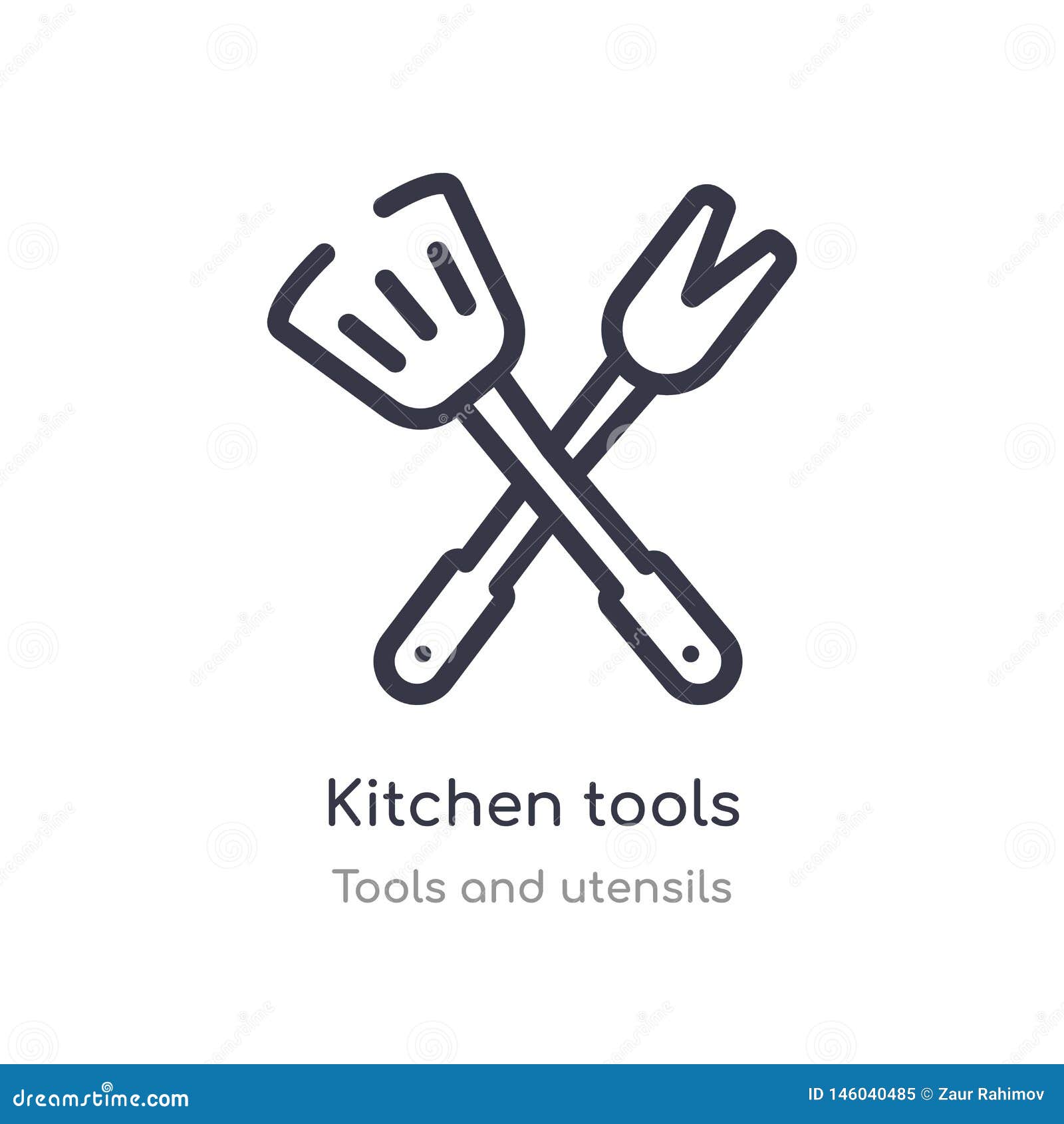 Kitchen Tools Outline Icon. Isolated Line Vector Illustration from ...