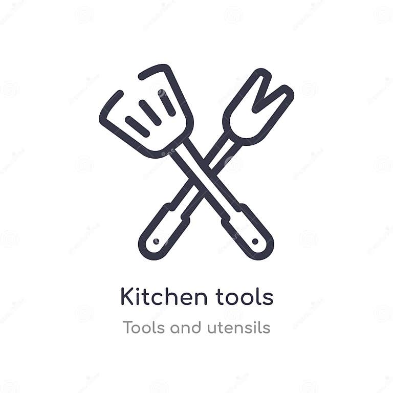 Kitchen Tools Outline Icon. Isolated Line Vector Illustration from ...